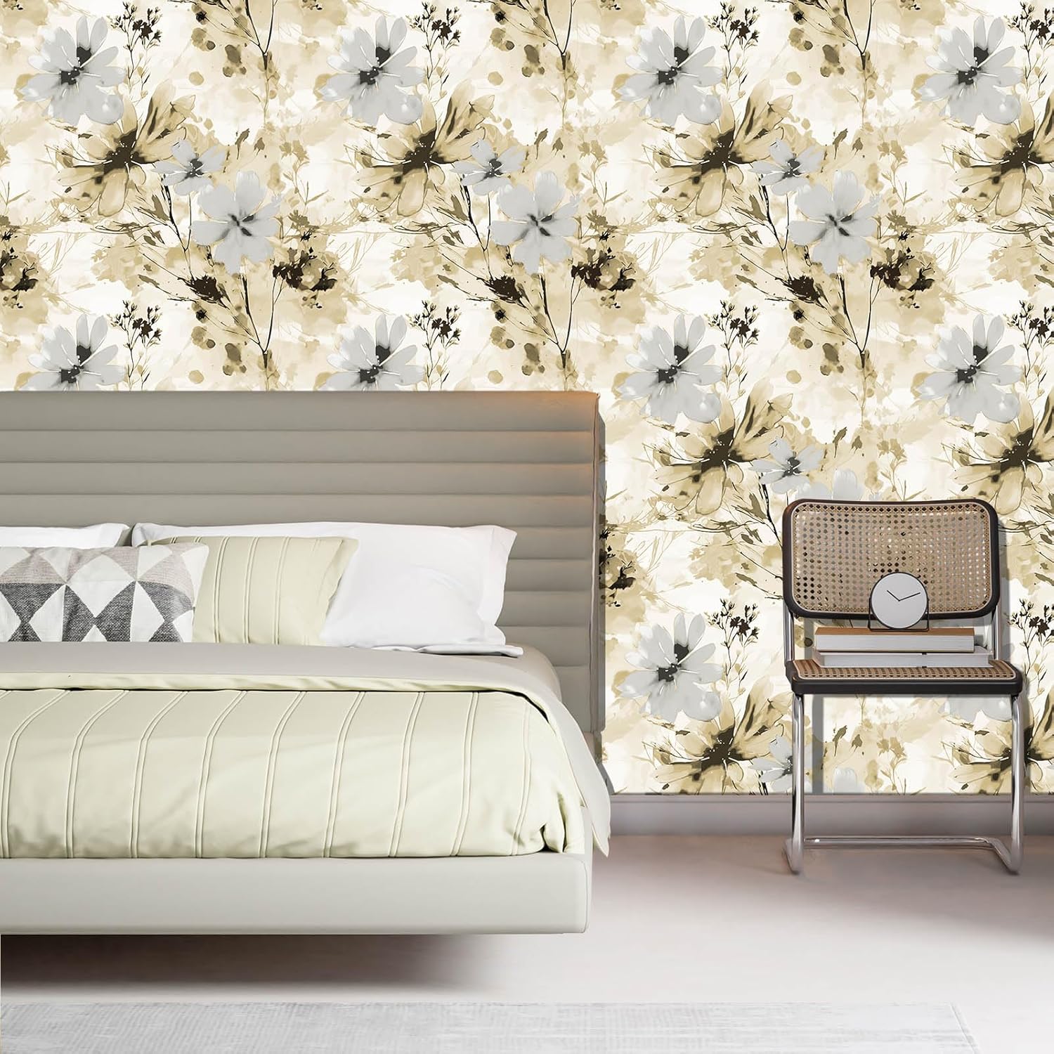 BaoHArtHome Floral Peel and Stick Vintage Wallpaper Beige Self Adhesive ...
