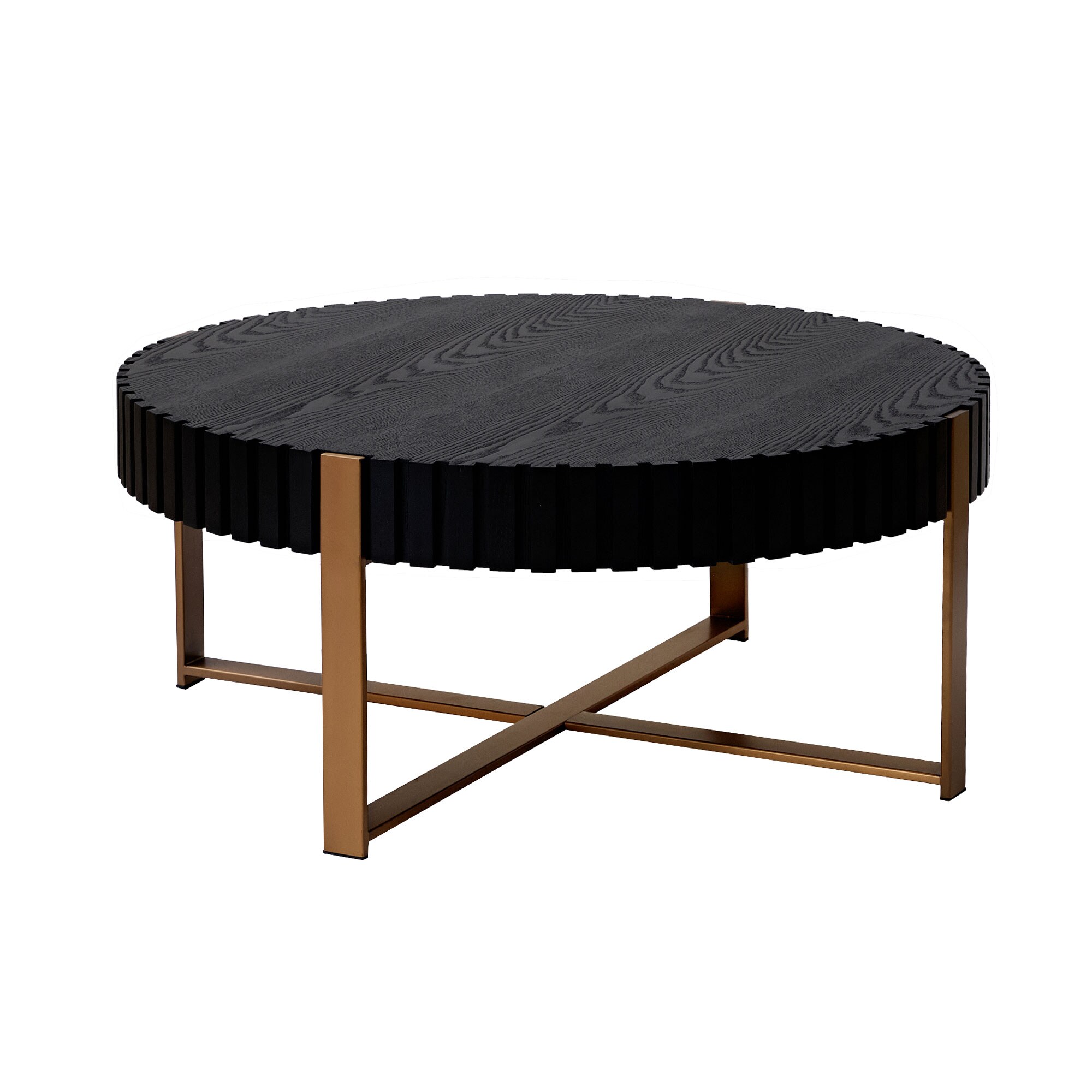 LUXEYARD Modern Handcraft Drum Coffee Table 31.5 inch Round Coffee ...