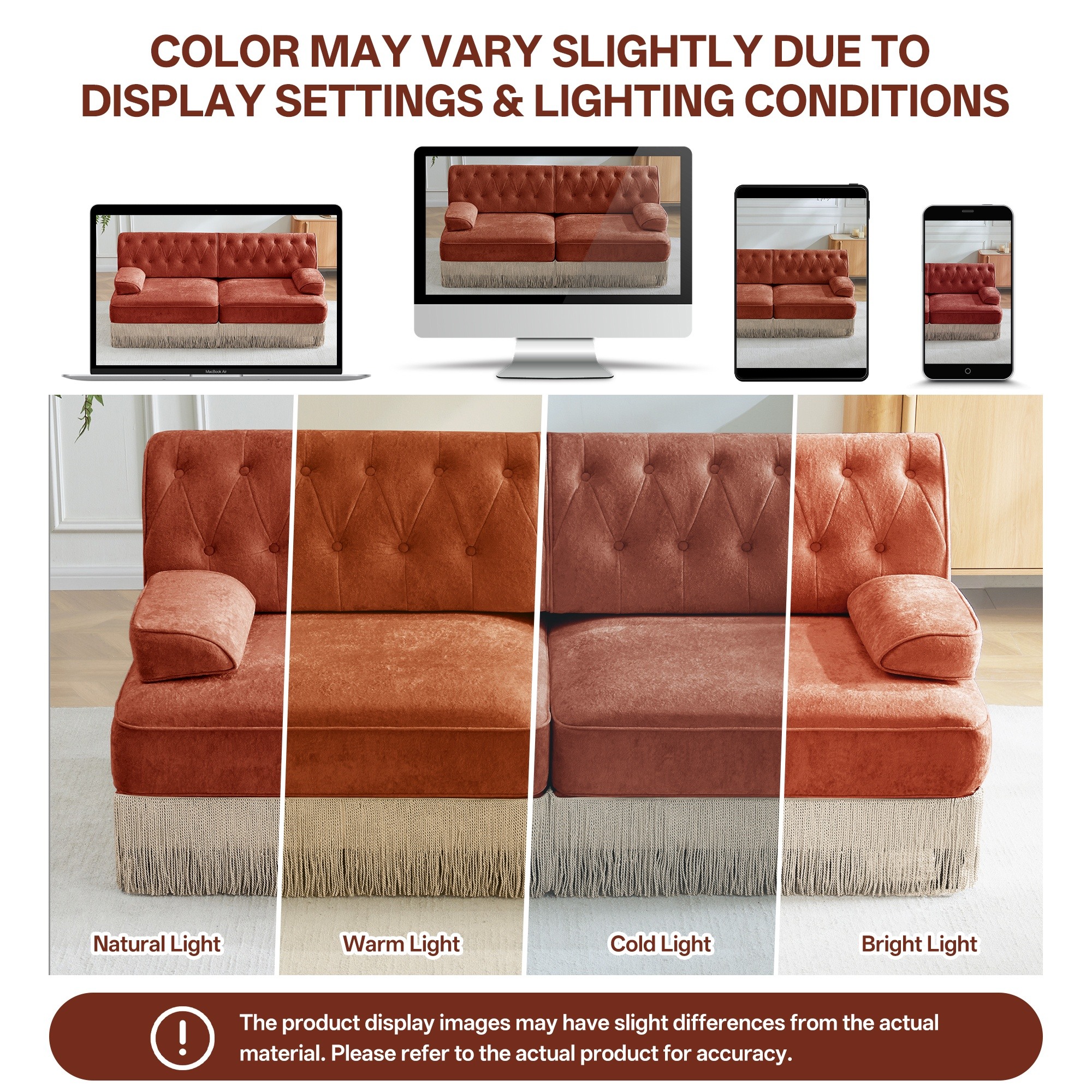 Horizons Prime Red Brown Velvet U Shaped Modular Sectional Sofa with ...