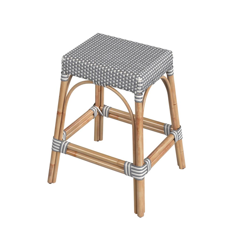 Butler Specialty Robias Rectangular Rattan 24.5 Counter Stool White and ...
