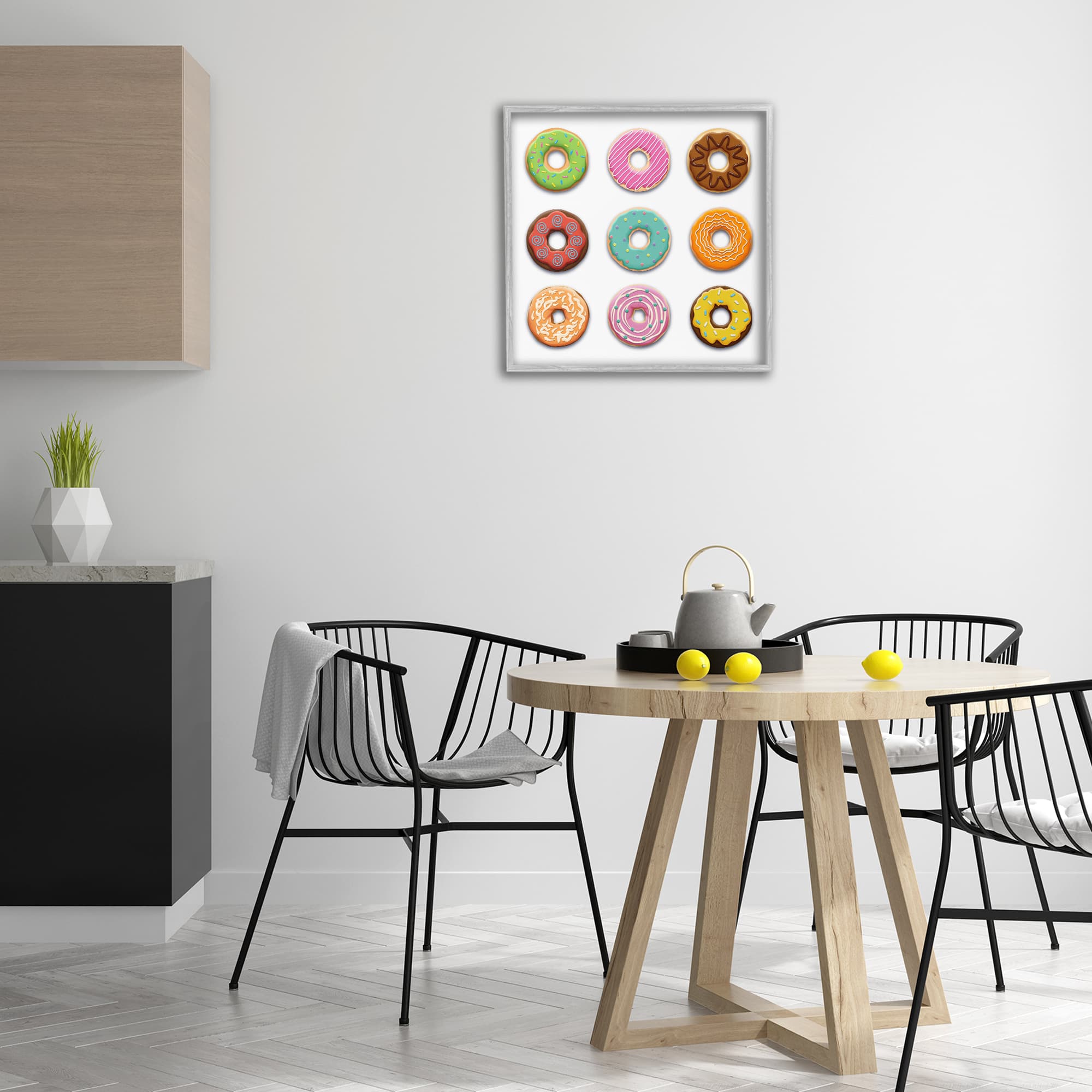 Stupell Industries Delicious Various Donuts Gray Framed Giclee Art By ...