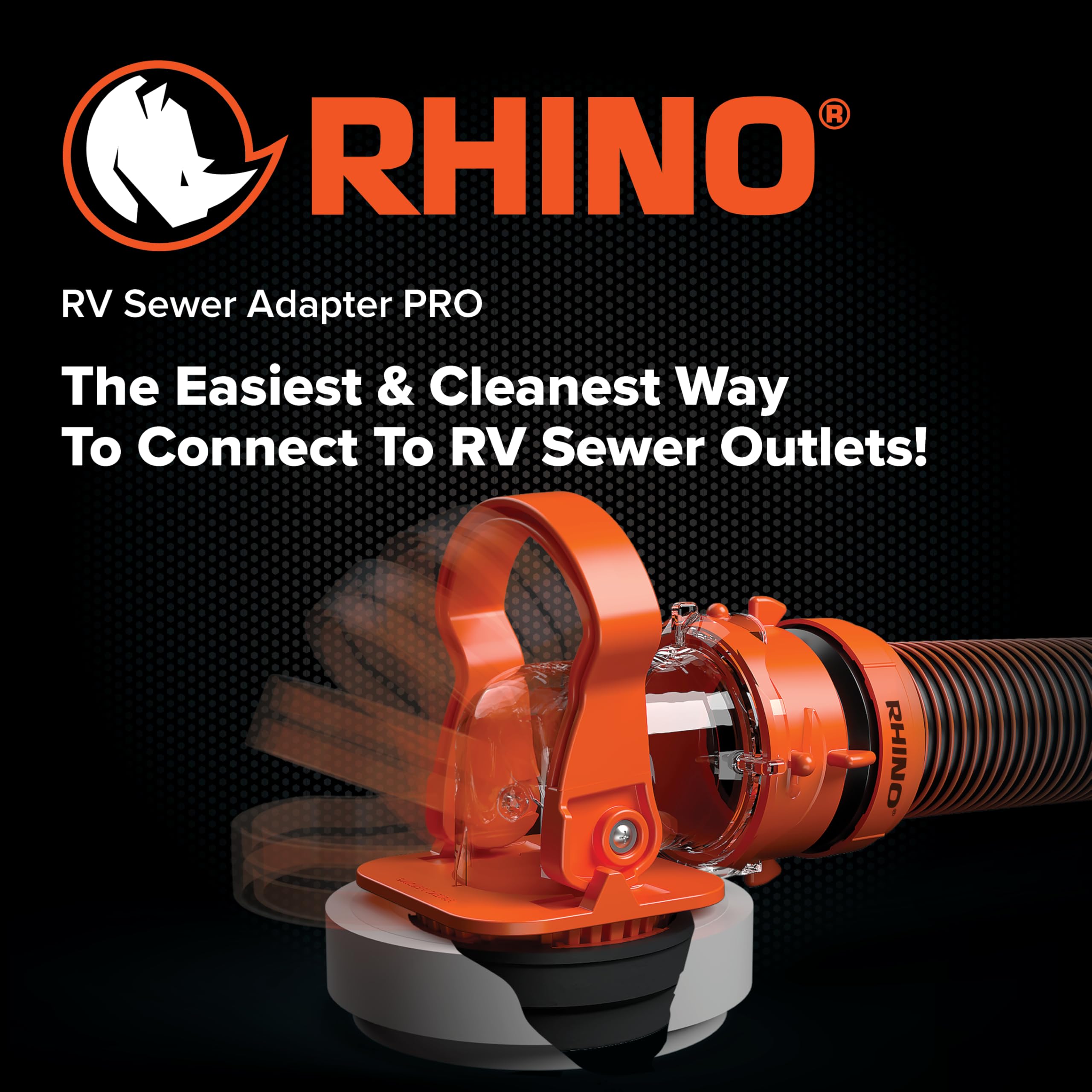 CAMCO Rhino RV Sewer Adapter PRO - Clear Sewer Hose Elbow with Drain ...