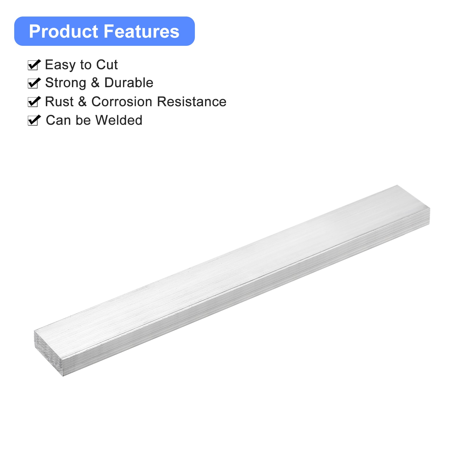 Unique Bargains Square Aluminum Flat Bar 1/2-Inch Thick 1.2-Inch Width ...