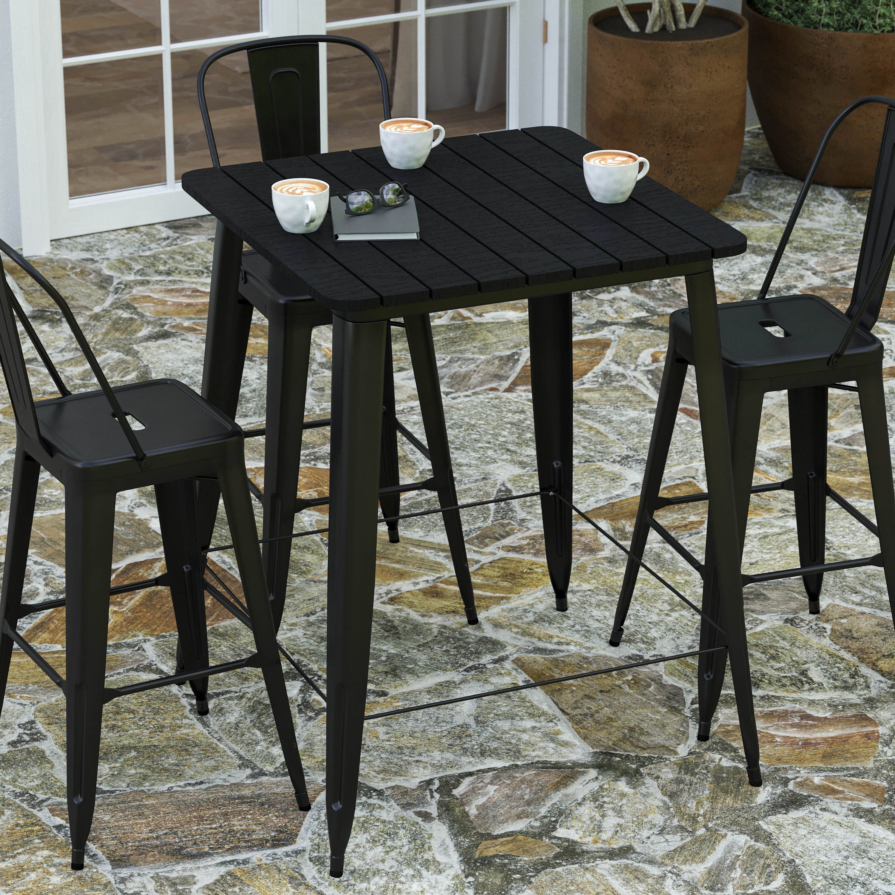 Merrick Lane Dryden Indoor/Outdoor Bar Top Table; 31.5-in Square All ...