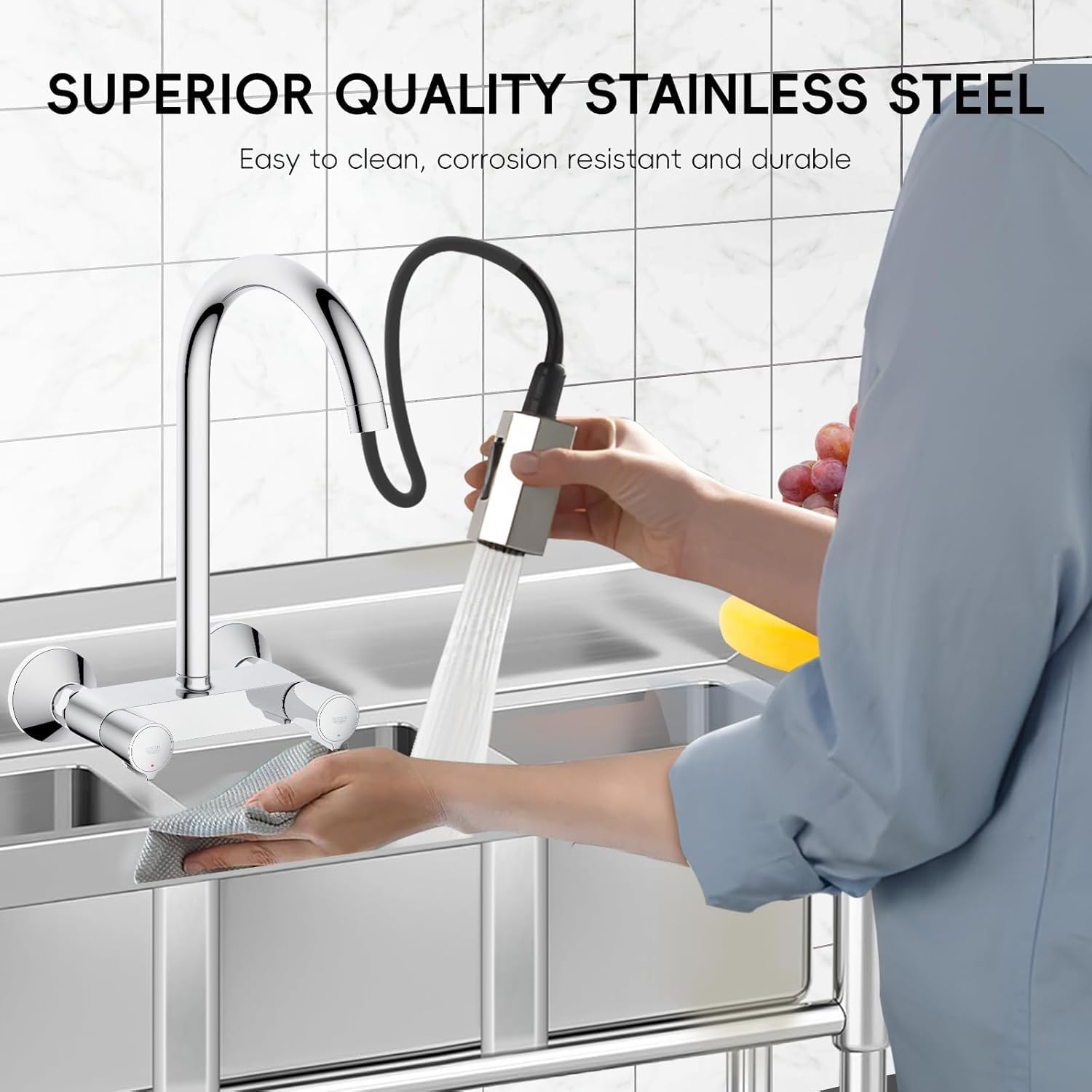 GarveeLife 3 Compartment Commercial Sink 57inch Triple Basin Stainless ...