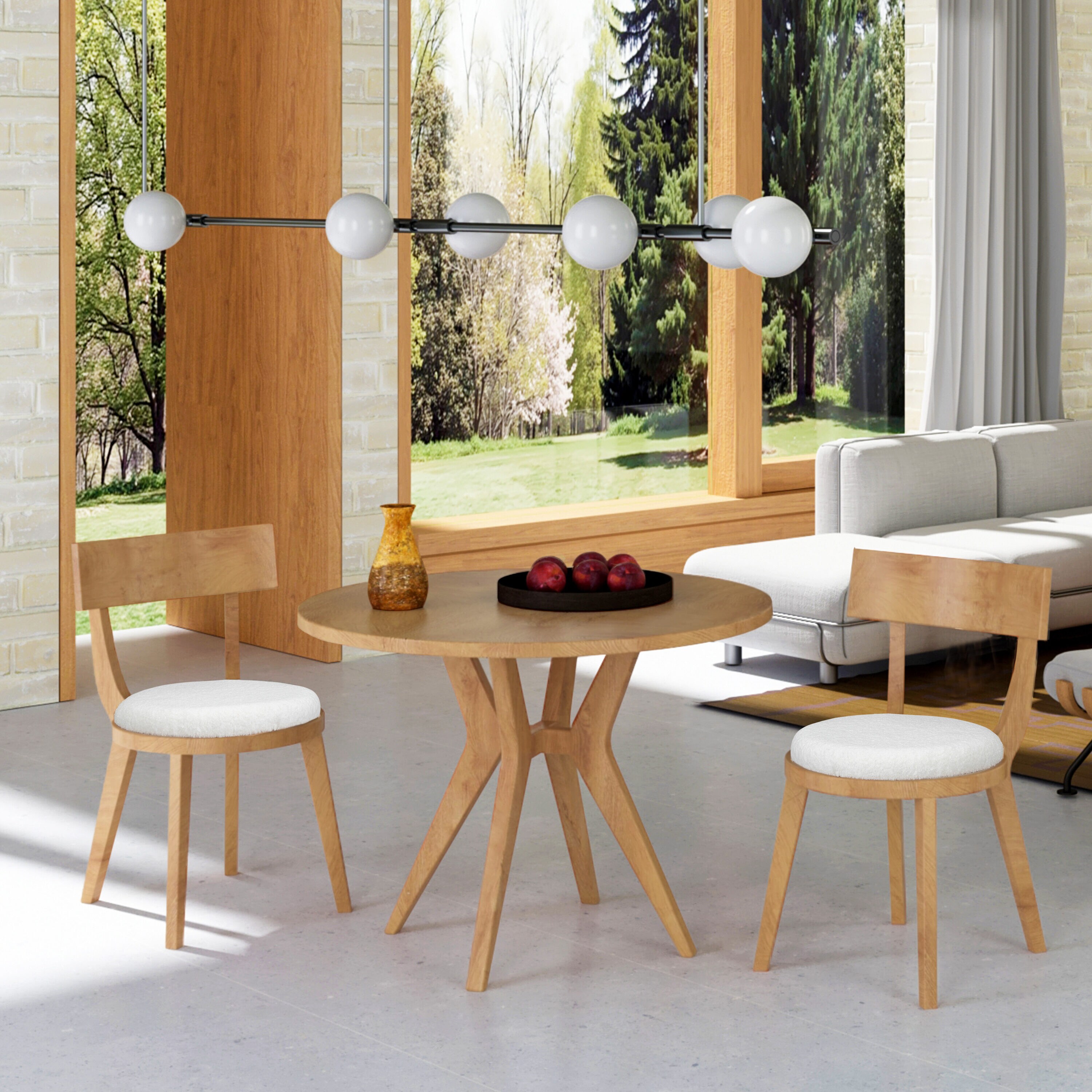 LOVMOR Mid-Century Modern 39.4in Round Dining Table Set with 2 Chairs ...
