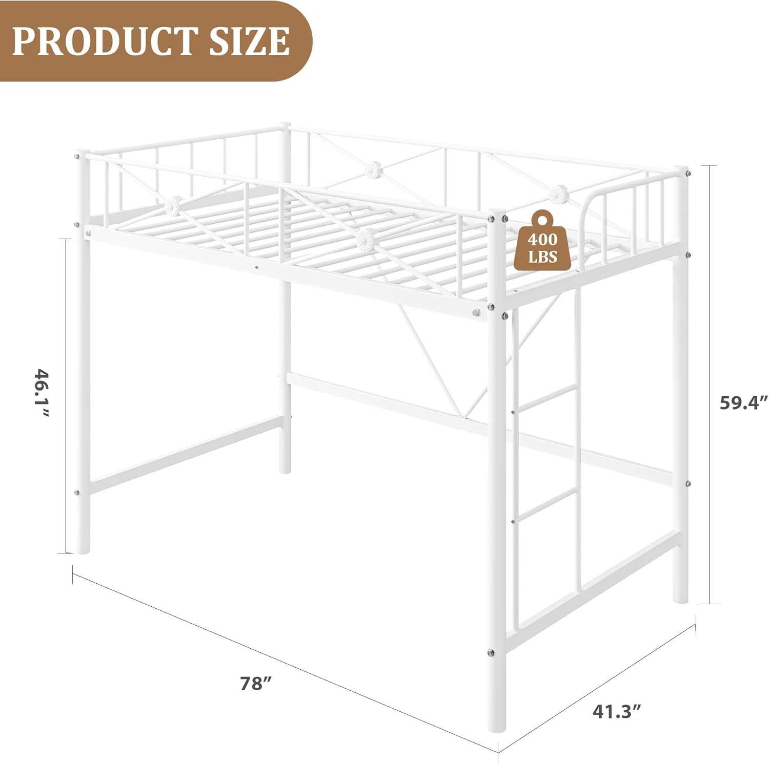 Garvee Metal Loft Bed Twin Size Modern Heavy Duty Loftbeds with Safety ...