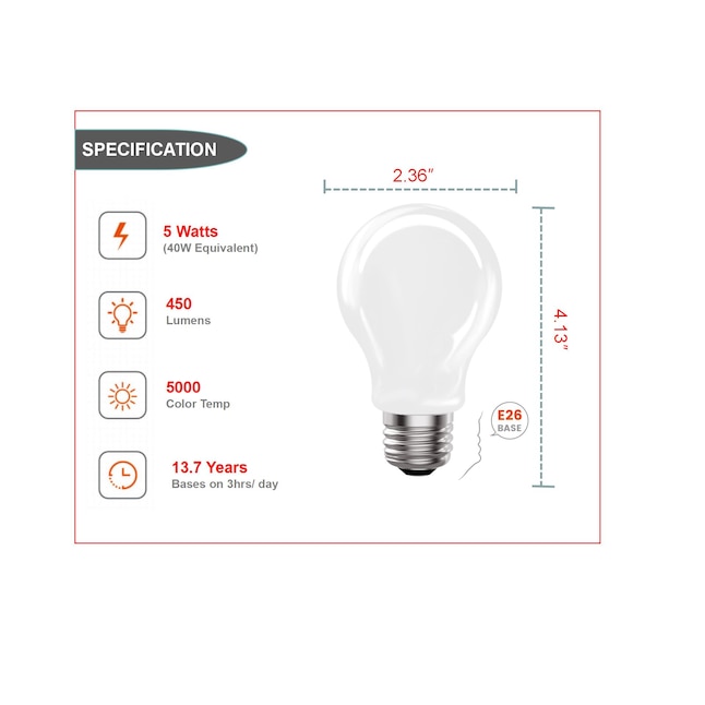Utilitech LED light bulb 40-Watt EQ A19 Daylight E26 Dimmable LED ... Utilitech LED light bulb 40-Watt EQ A19 Daylight E26 Dimmable LED ...
