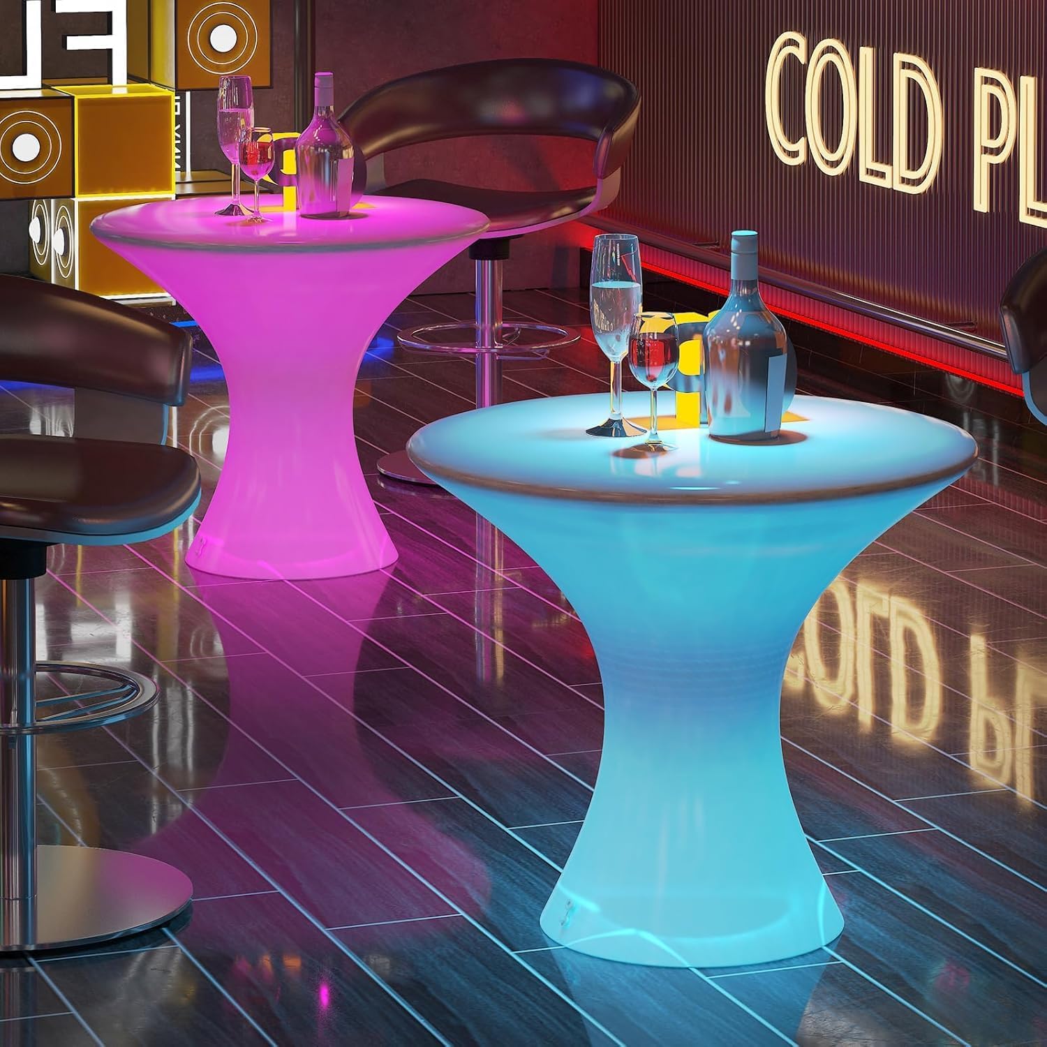 Mjkone Hourglass LED Cocktail Table White Waterproof Rechargeable with ...