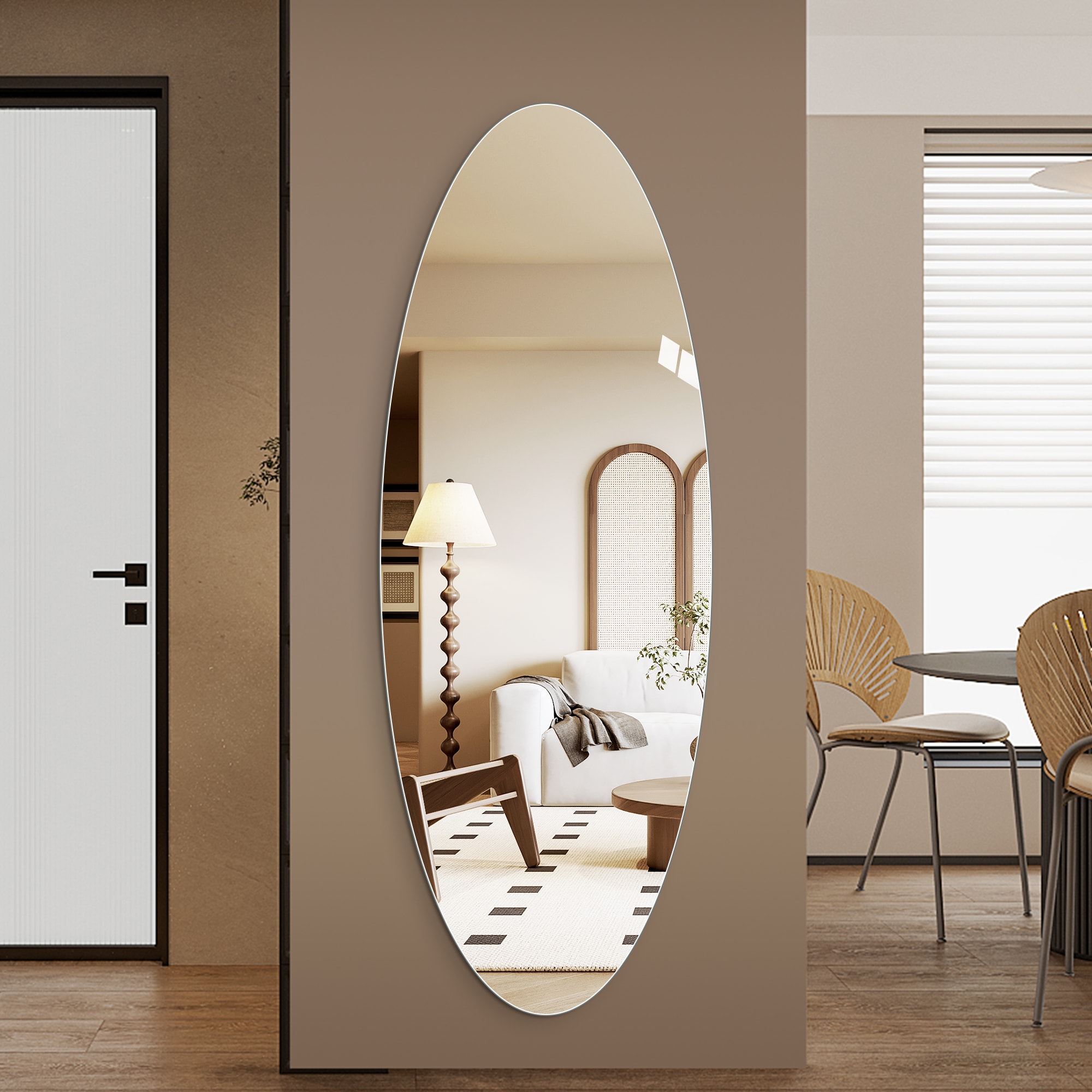 Boyel Living 65 by 24 Inch Full Length Wall Mirror Oval Design 5mm ...