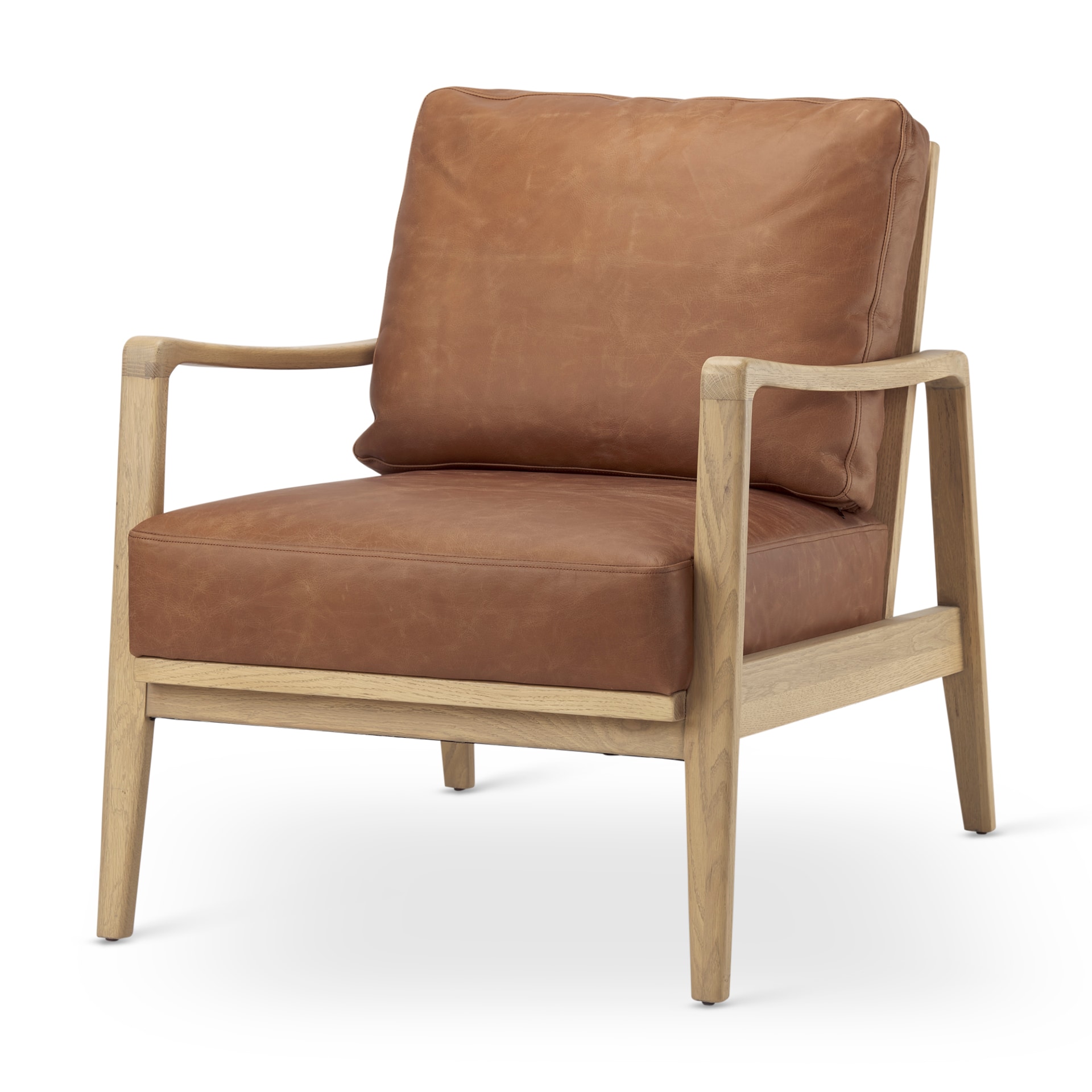 Mercana 27.95-in W Scandinavian Tan Leather Accent Armchair in the ...
