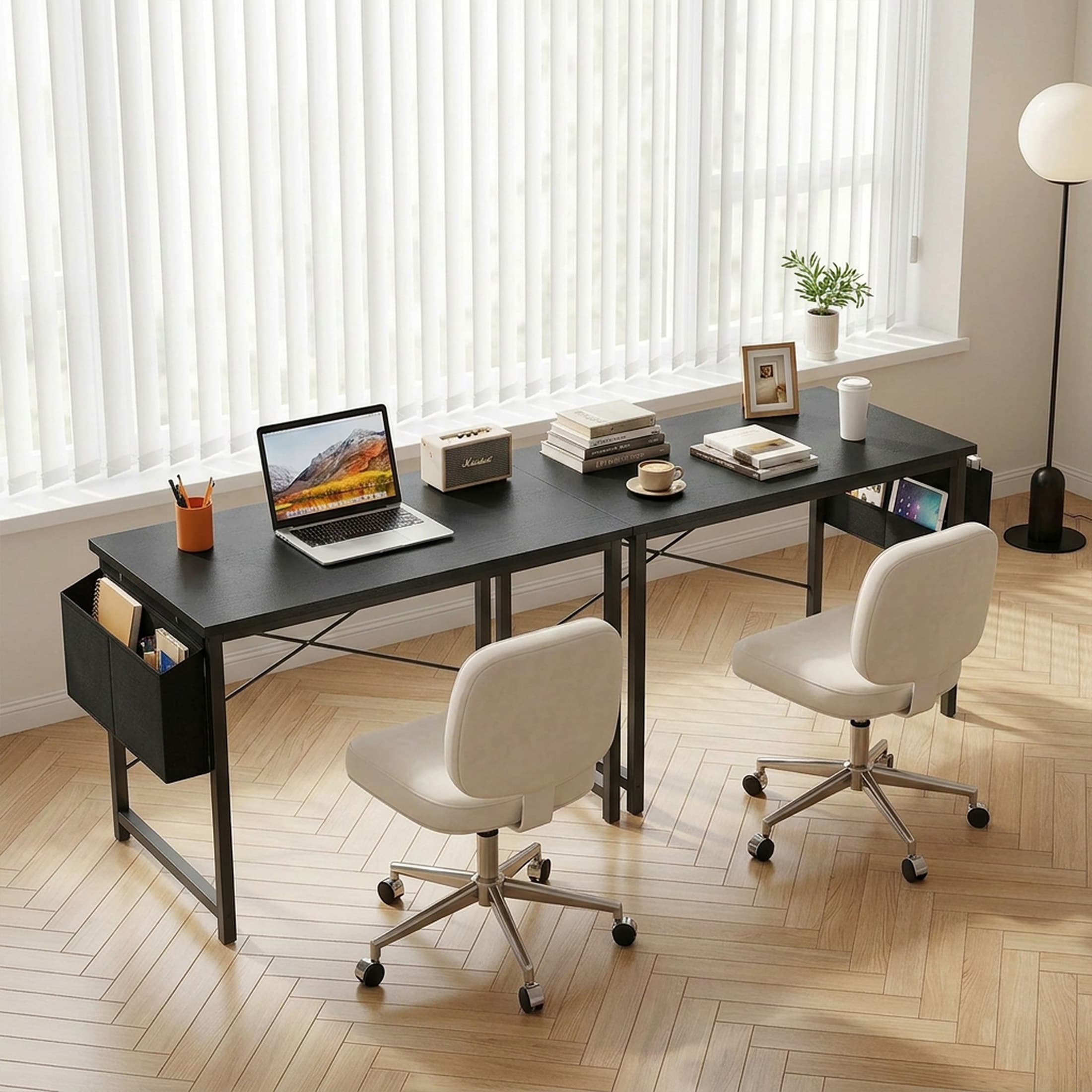 Sweetcrispy 40-in W Black Home Office Writing Desk with Fabric Side ...