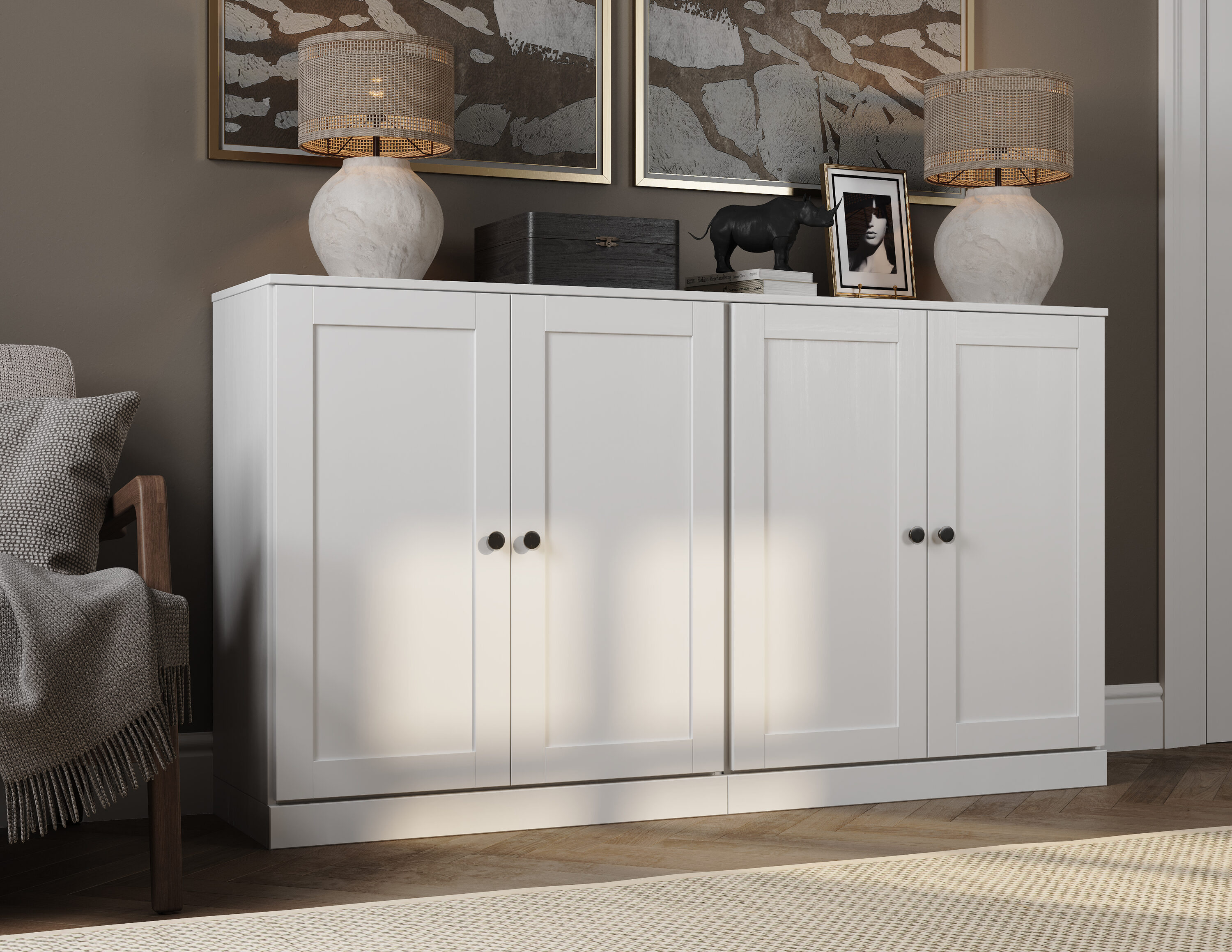 Palace Imports 64-in W Solid Wood Shaker Modular Buffet Sideboard with ...