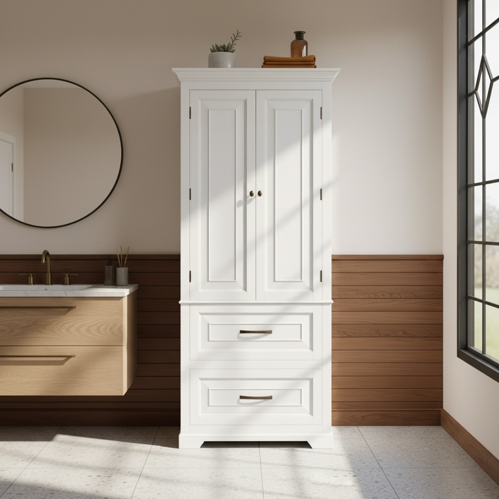 Teamson Home St. James 24-in x 62.25-in x 16-in White Freestanding Linen Cabinet ELG-592S at ...