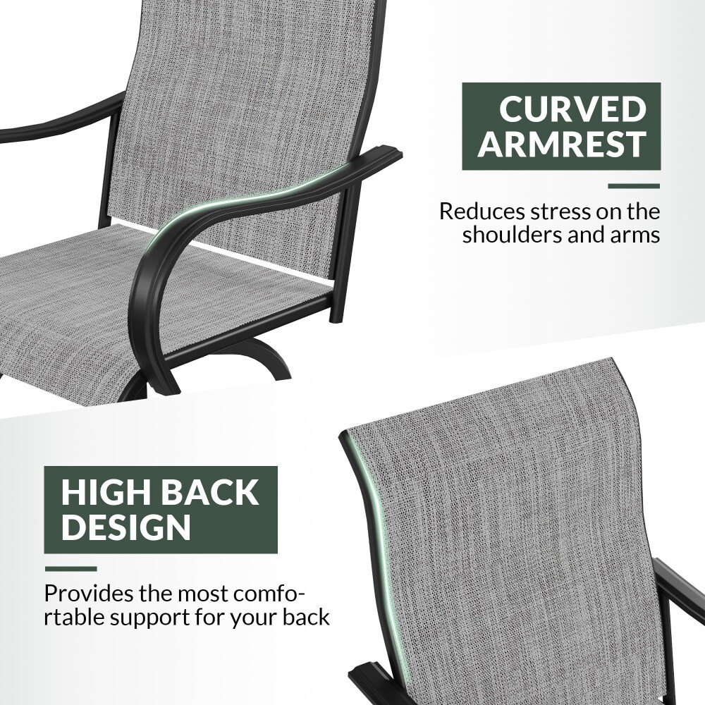 UDPATIO Outdoor Bar Height Chairs Set of 2 with High Back and Armrest ...