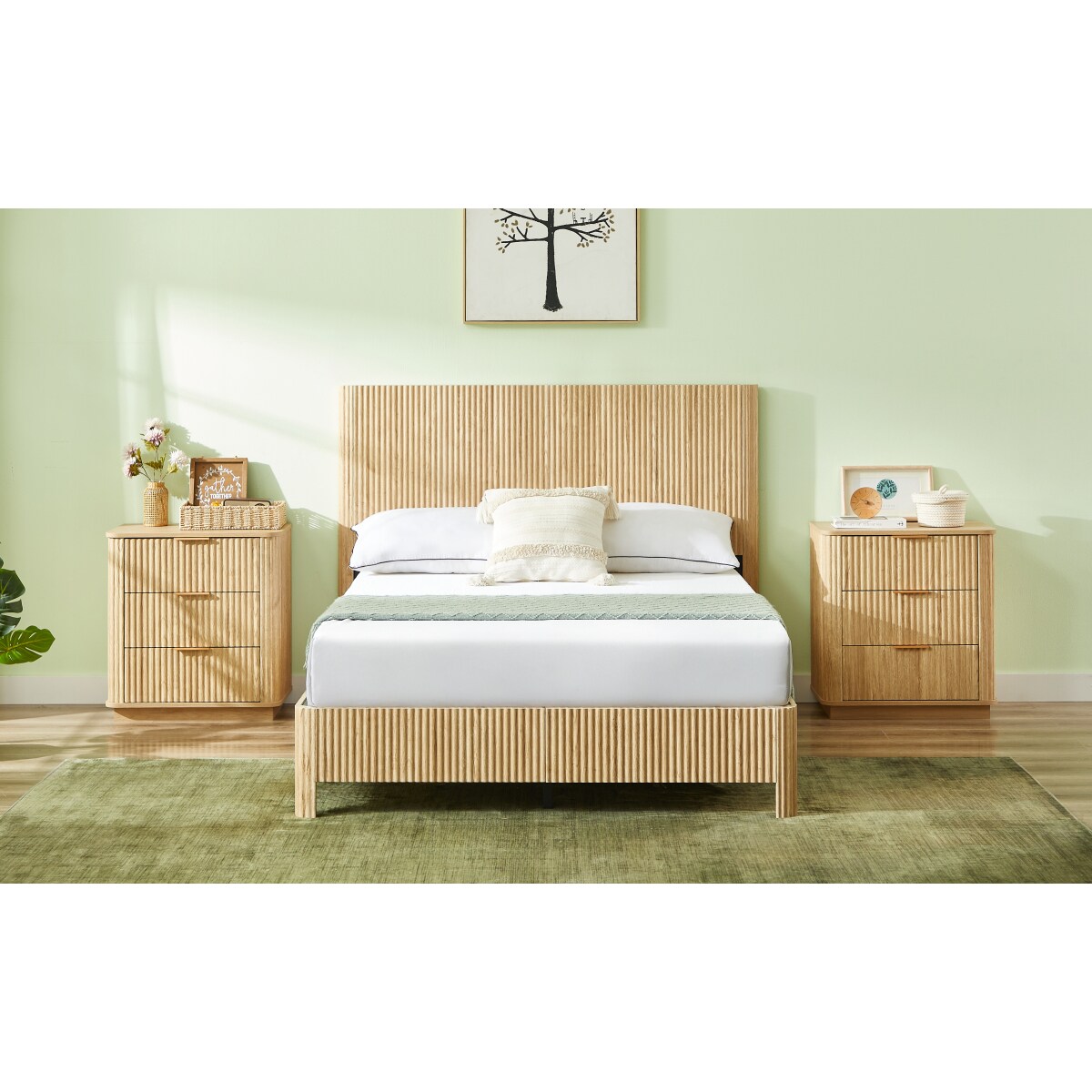 Streamdale Furniture Streamdale Full Size Wooden corrugated curved ...
