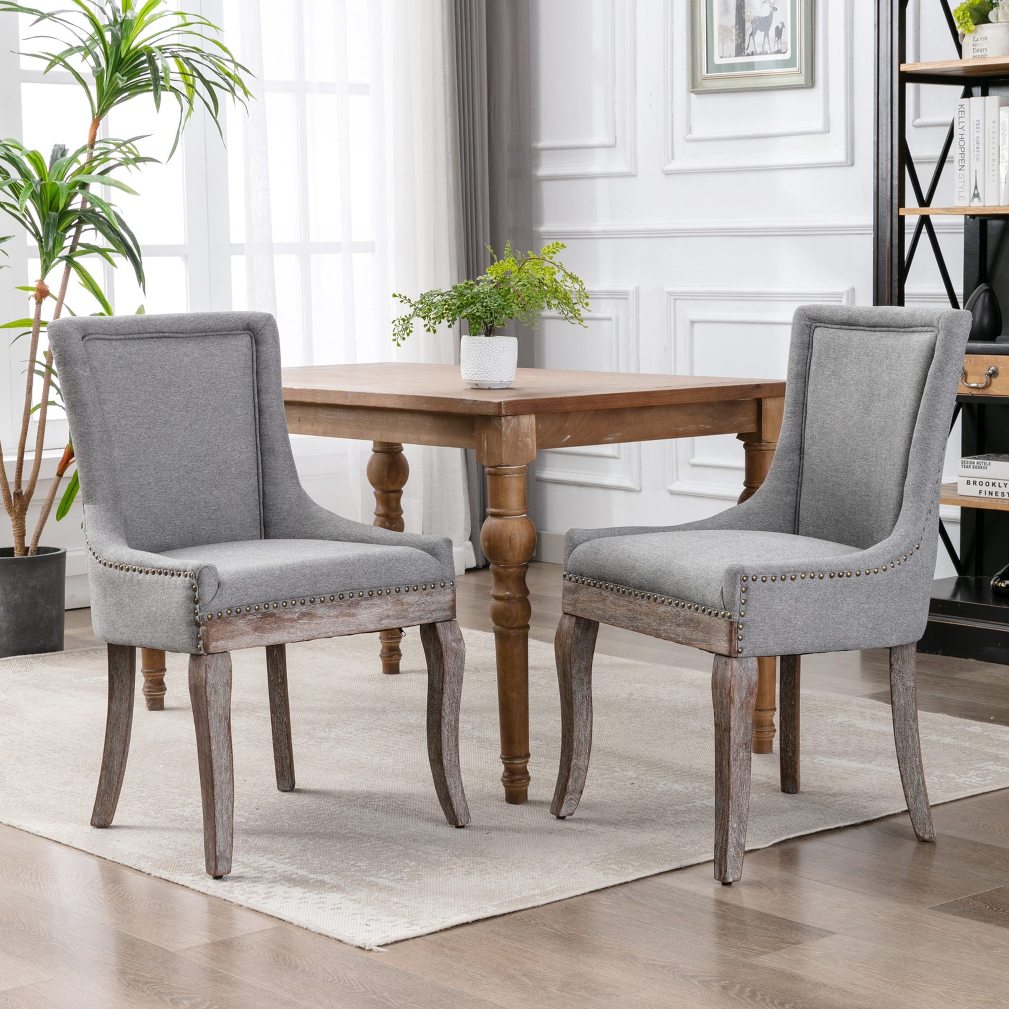 HyperDrop Cart Gray Thickened Fabric 2-Piece Side Dining Chair Solid ...