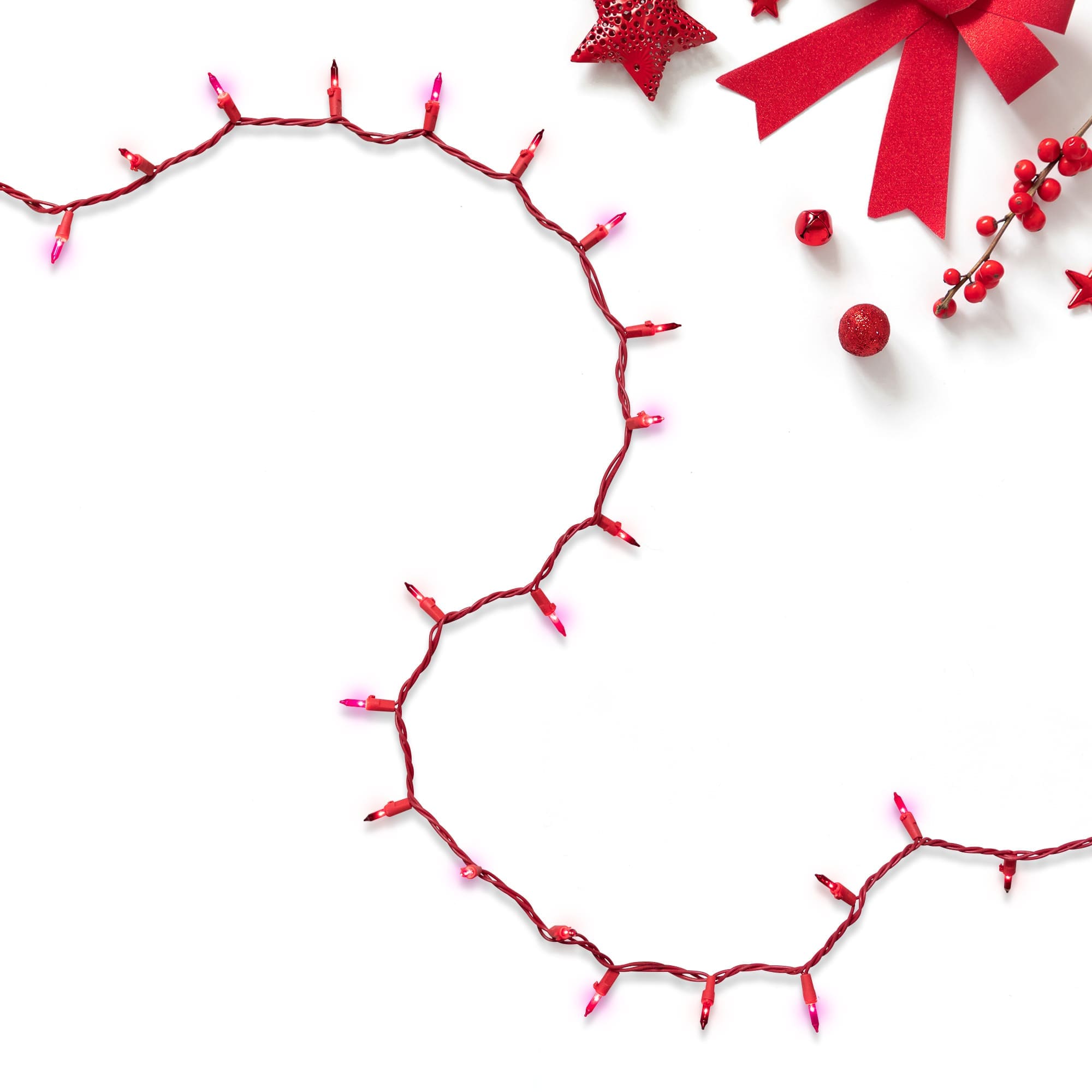 Northlight Mini Christmas Light Set - Red and Pink - 10 feet Red Wire ...
