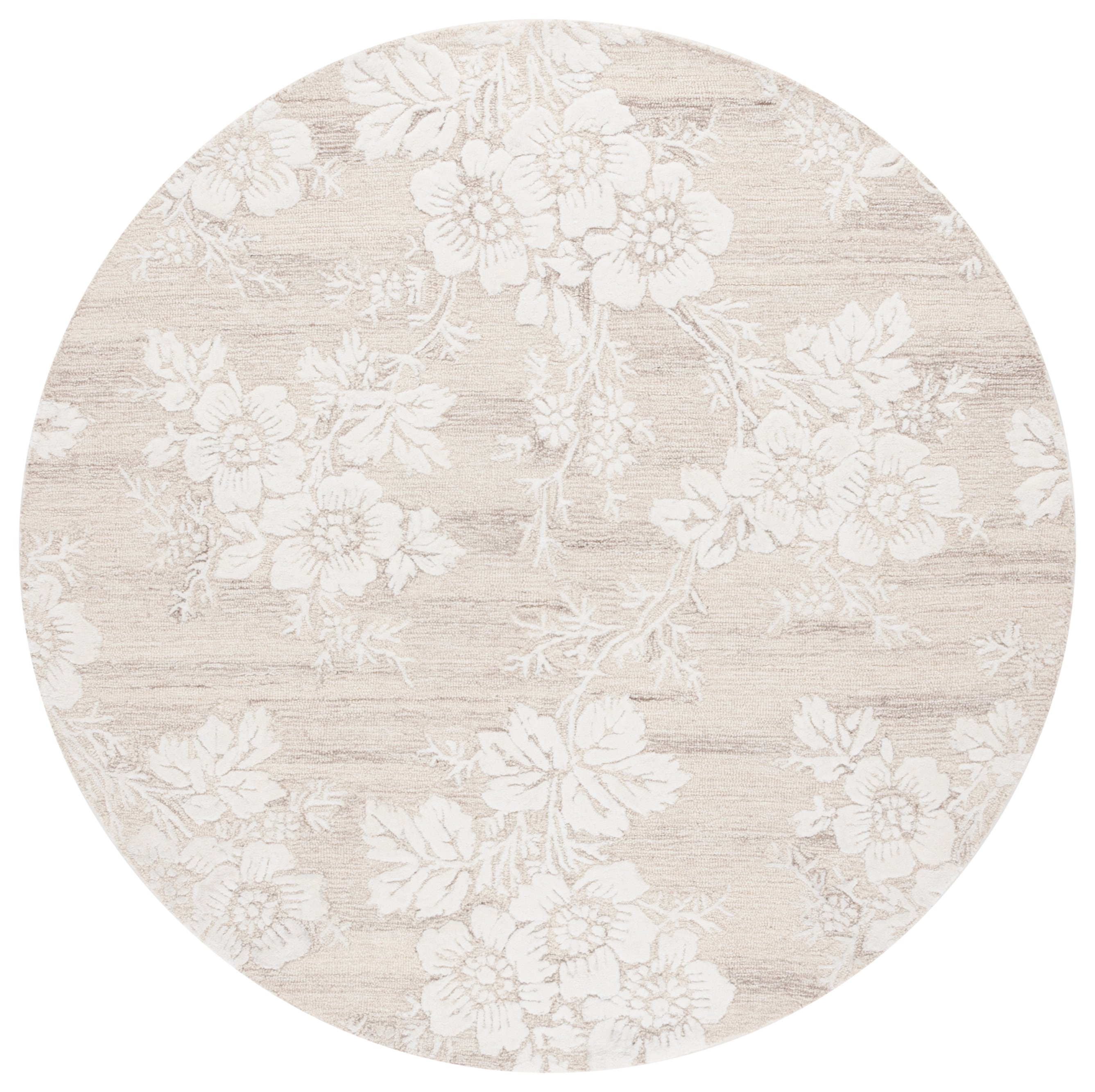 Safavieh Glamour 625 Beige/Ivory Country Floral 6ft x 6ft Round Rug in ...