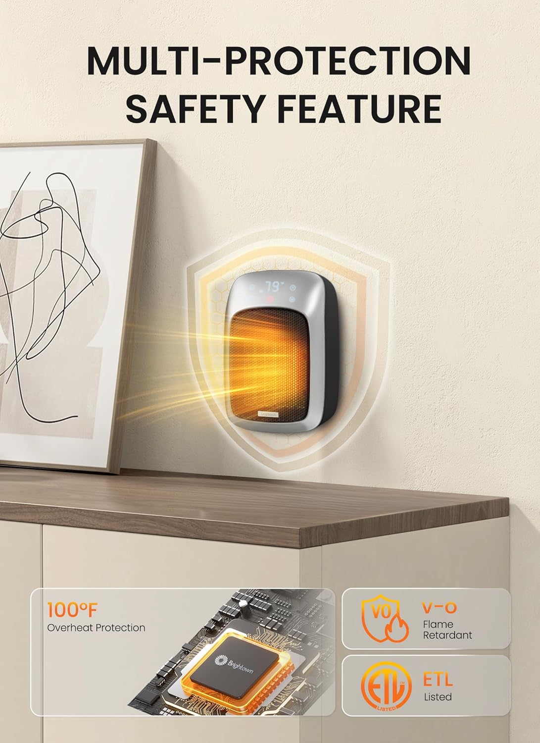 GiveBest Brightown Portable Plug in Wall Heater for Indoor Use with ...
