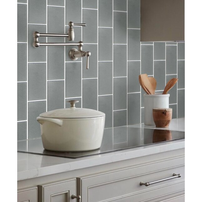 Apollo Tile Colorway Stone Gray 3 In X 6 In Matte Glass Brick Subway