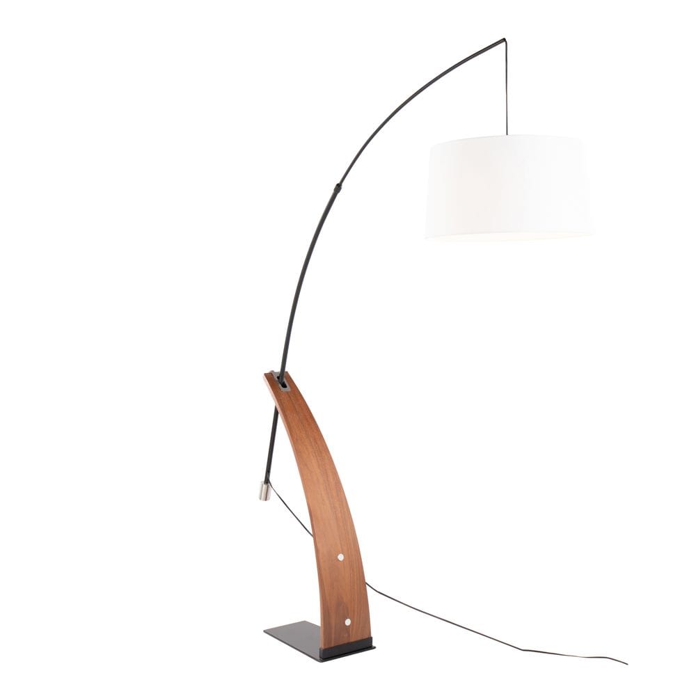 Blisstyle Robyn Mid Century Modern Floor Lamp in Walnut Wood and Black ...