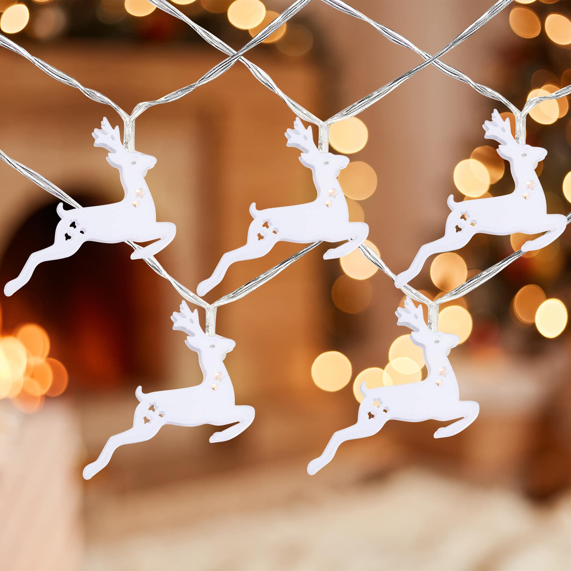 Northlight LED Leaping Reindeer Christmas Light Set - 3 feet Clear Wire ...