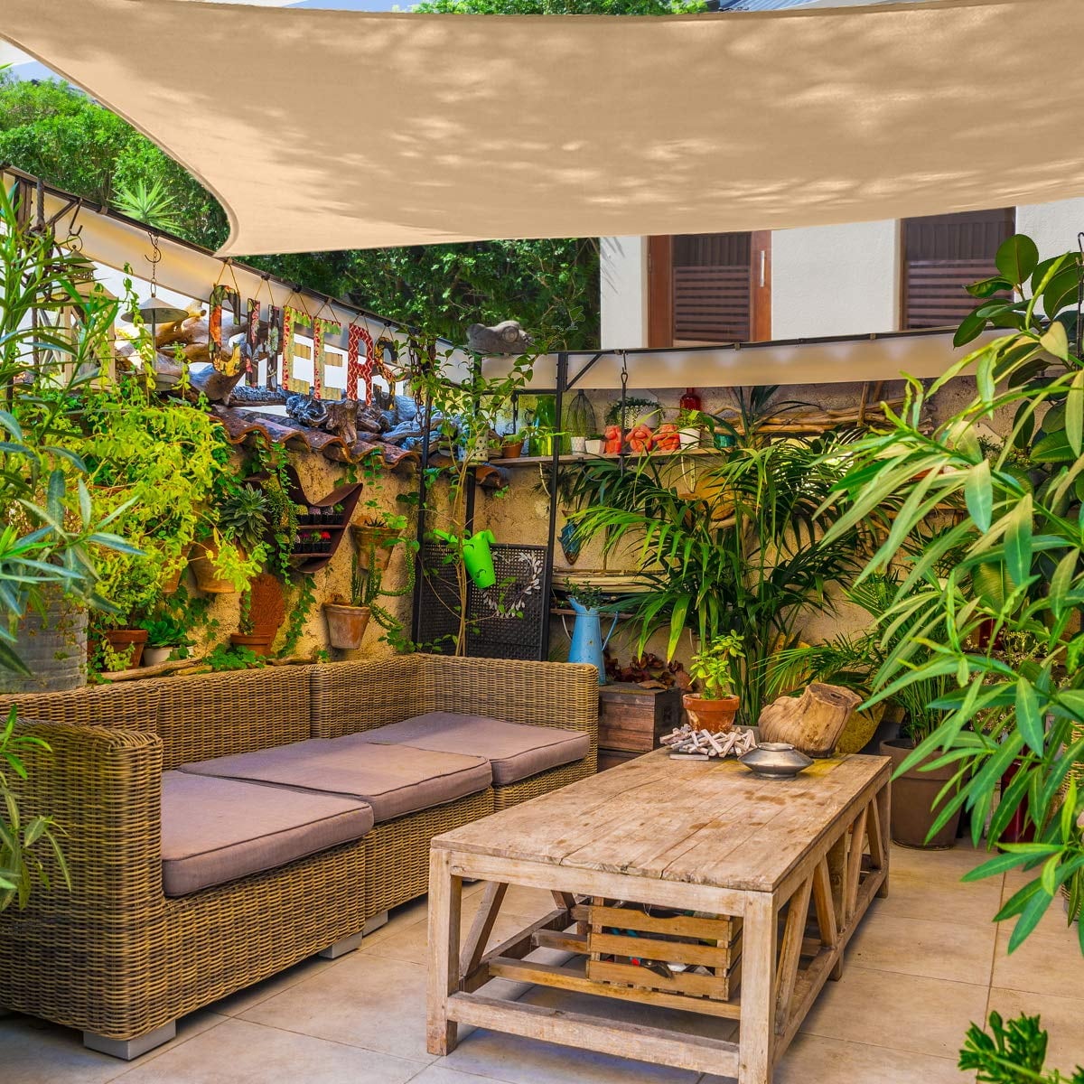 SUNCREAT Sun Shade Sail Rectangle 16' x 16' UV Block Canopy for Patio ...