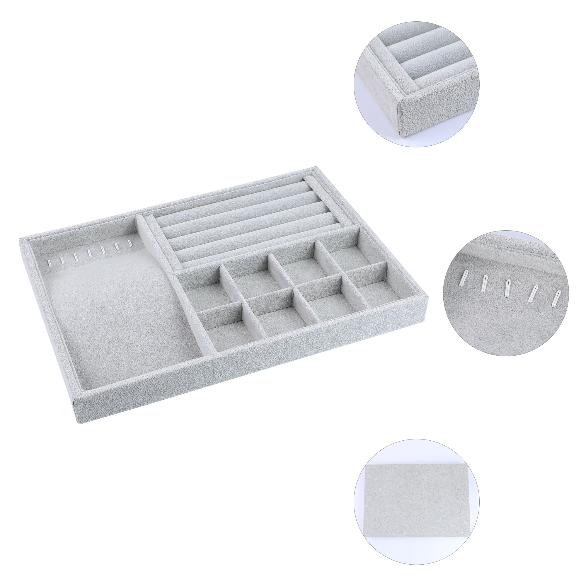 Unique Bargains Velvet Jewelry Organizer Trays with Removable Dividers ...