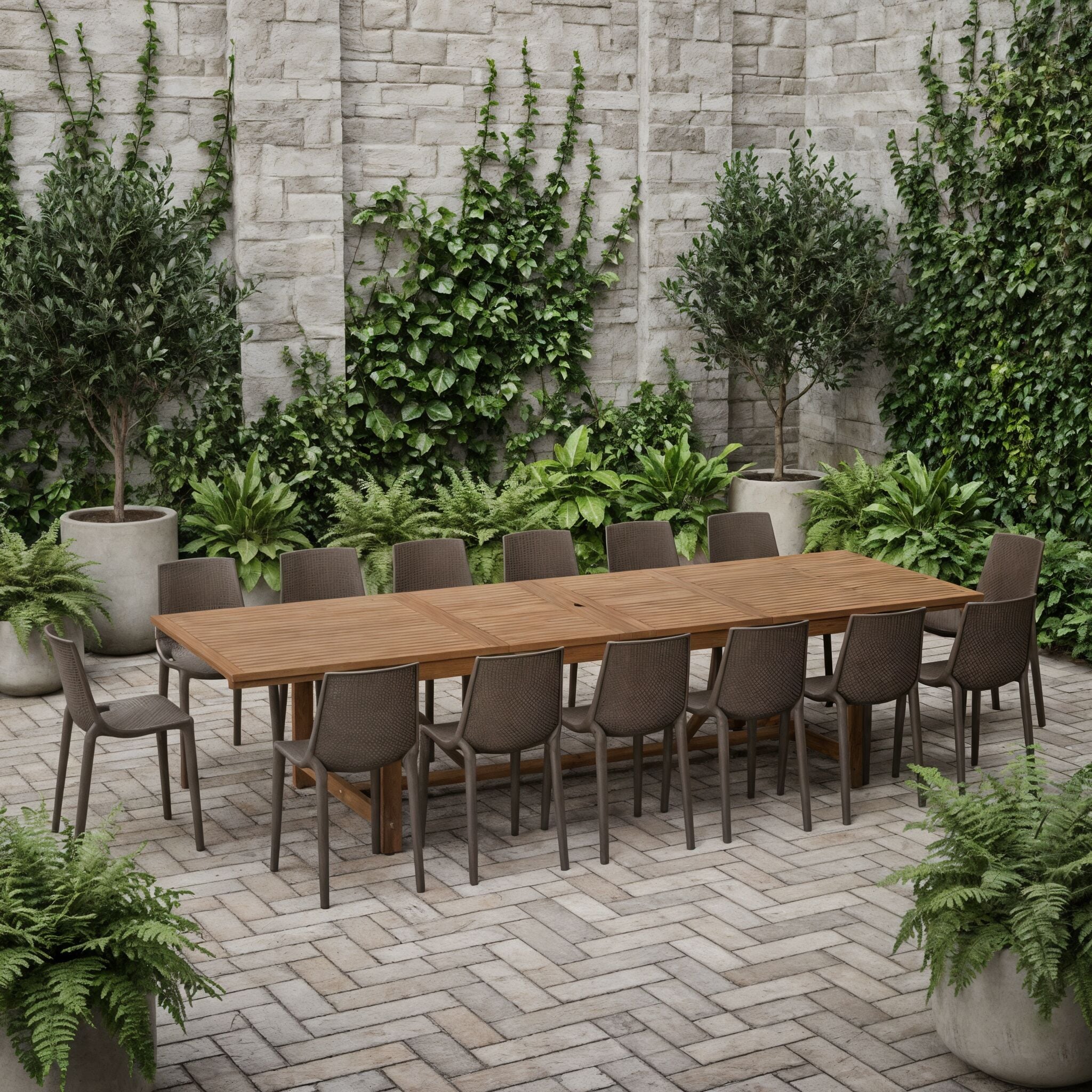 Urban Elements Yonaguni 15 Piece Outdoor Rectangular Extendable Dining ...