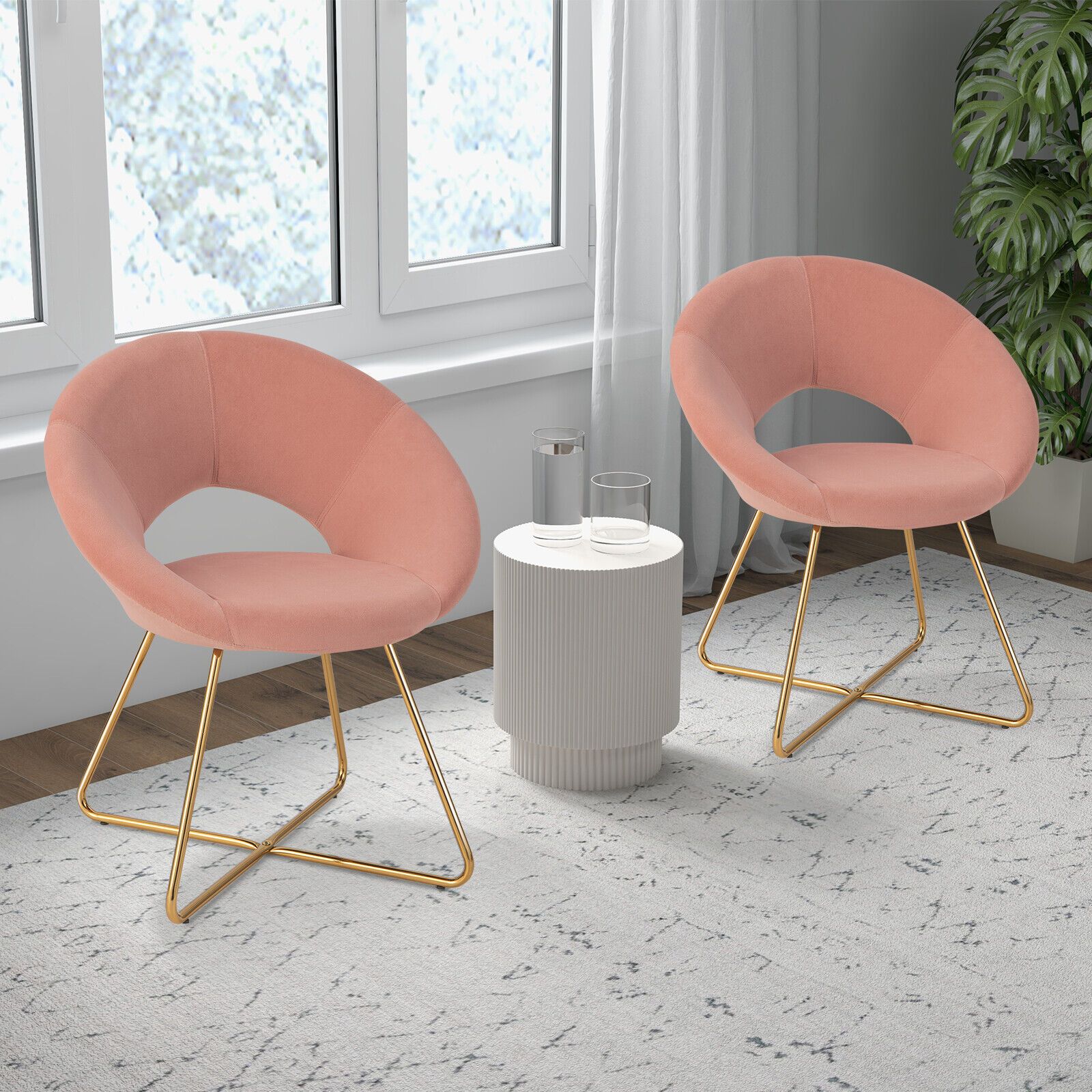 Slickblue Set of 2- Modern Velvet Accent Chair with X- Shaped Metal ...
