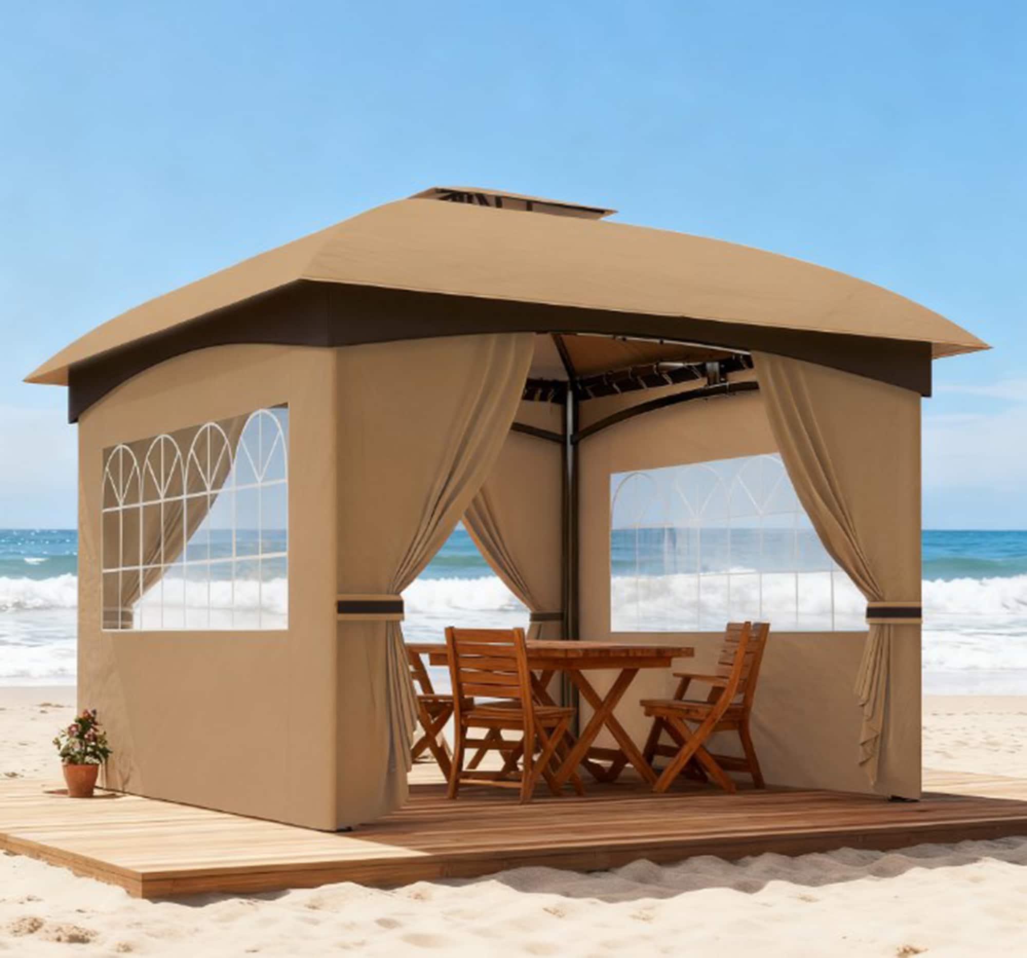 Bybafun 11-ft x 11-ft Brown Solarium with Soft Top Roof (Screen ...