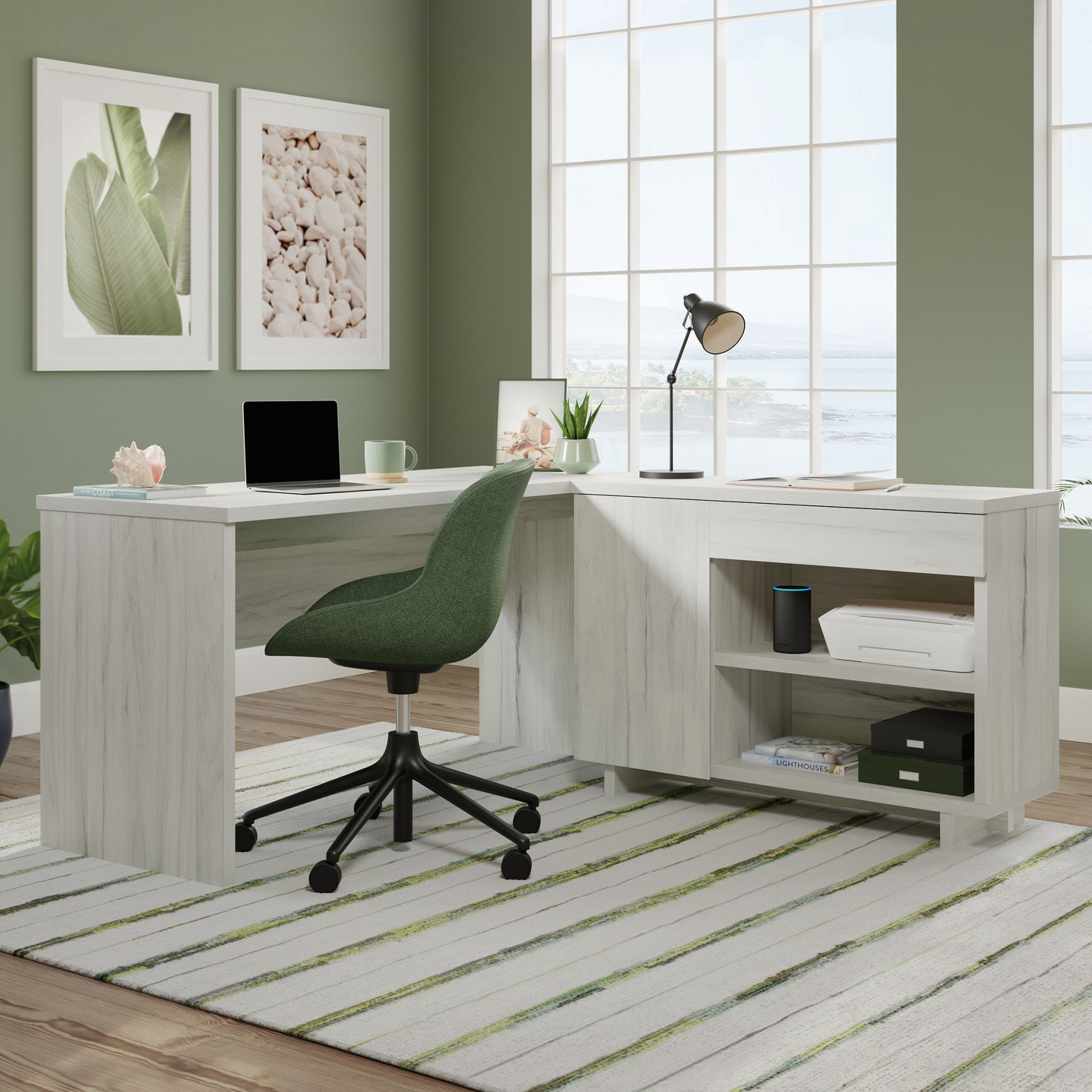 Sauder Porto Palma L Desk Haze Acacia finish in the Desks department at ...