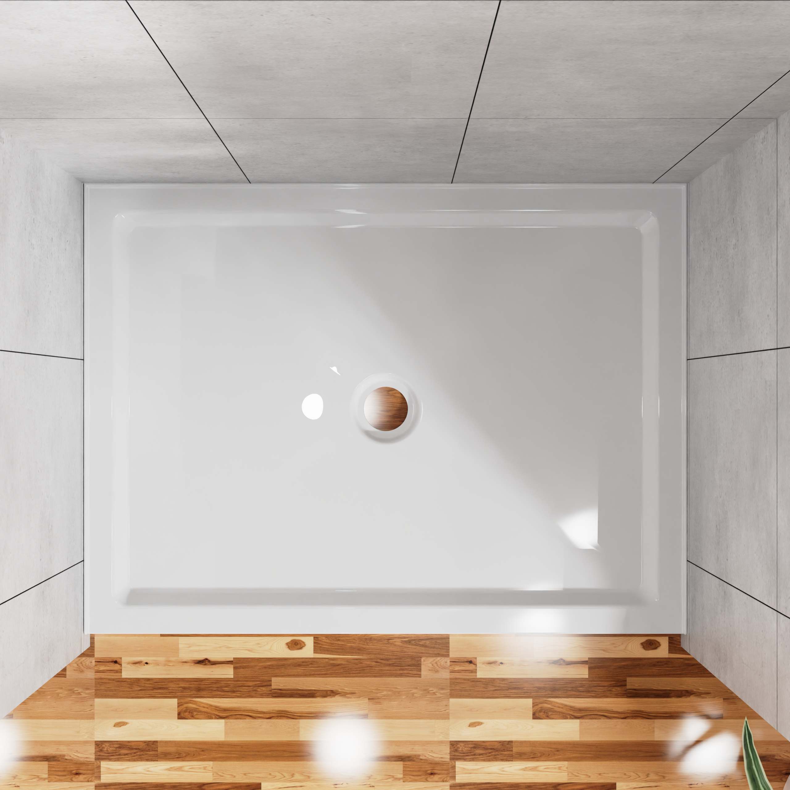 Misty Moon 32x48 in.Shower Base 3.4 in. Height Anti-slip Acrylic Center ...
