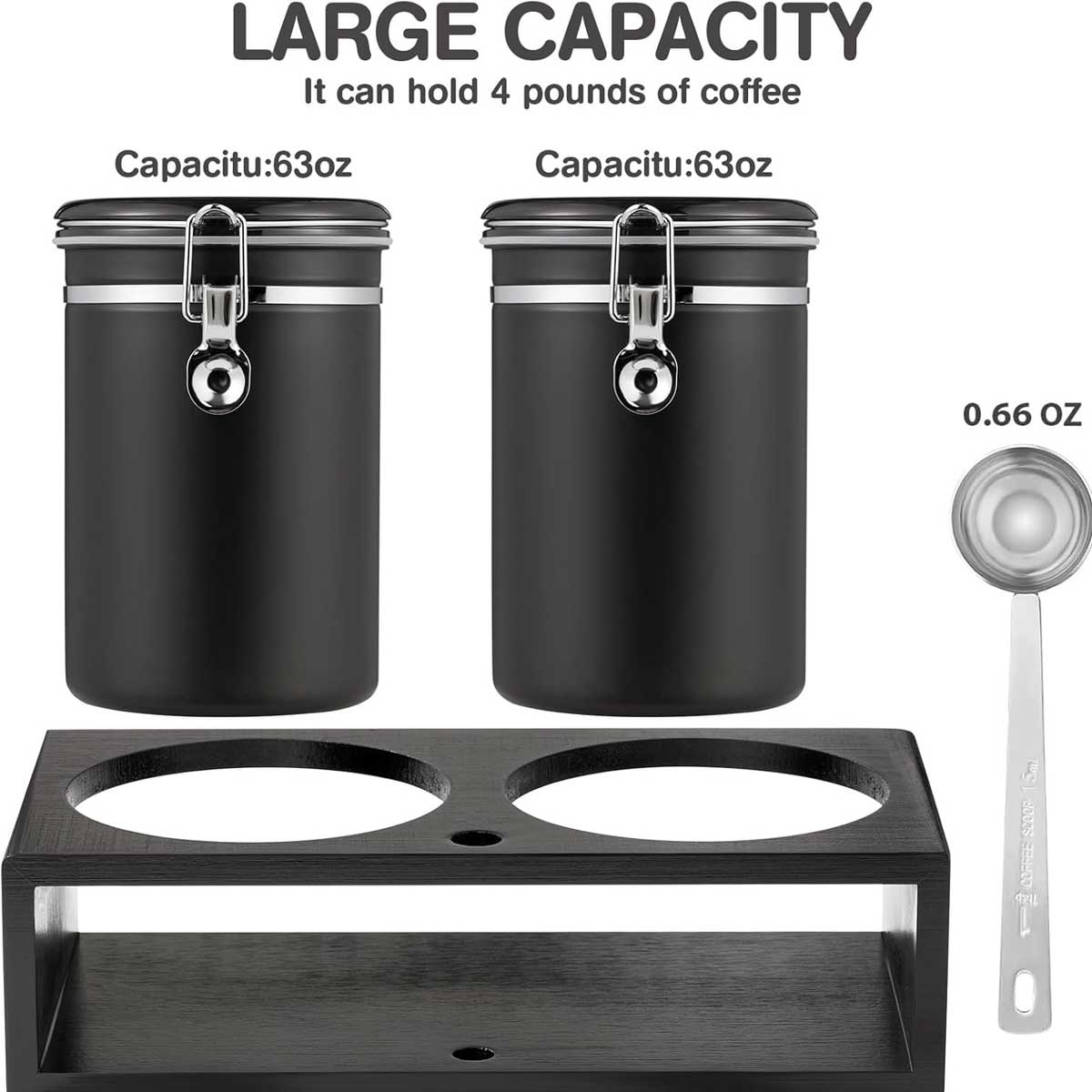 Aoibox 2 Pack 63OZ Stainless Steel Coffee Storage Containers with Shelf ...