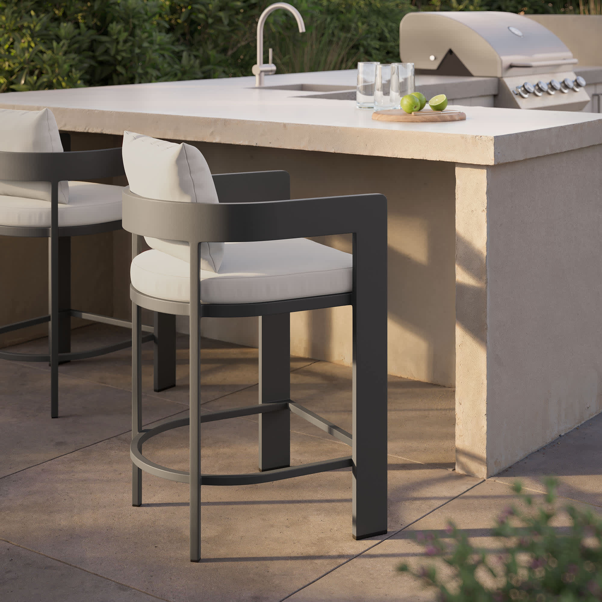 Modway Tahoe Outdoor Patio Aluminum Counter Stool in White in the Patio ...