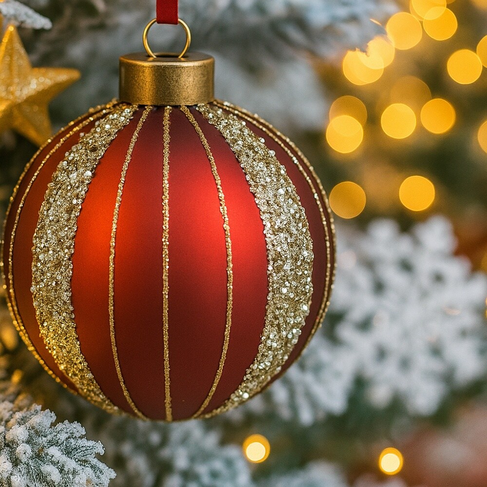 Upsimples 4 Pack Red Glass Christmas Ornaments 4.7in Shatter Resistant ...
