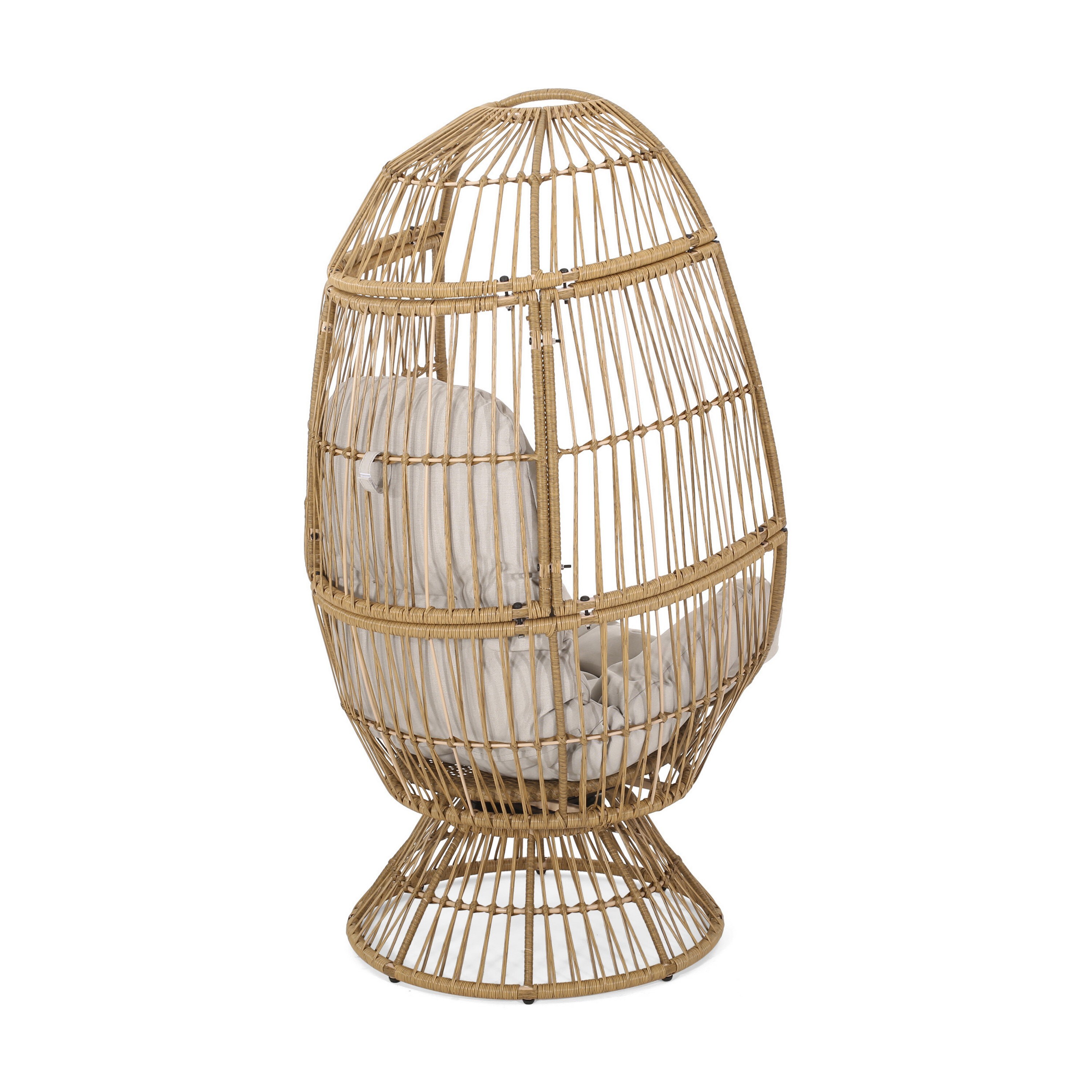 Benzara Outdoor Patio Chair with Cushion - Egg Shaped - Hand Crafted ...