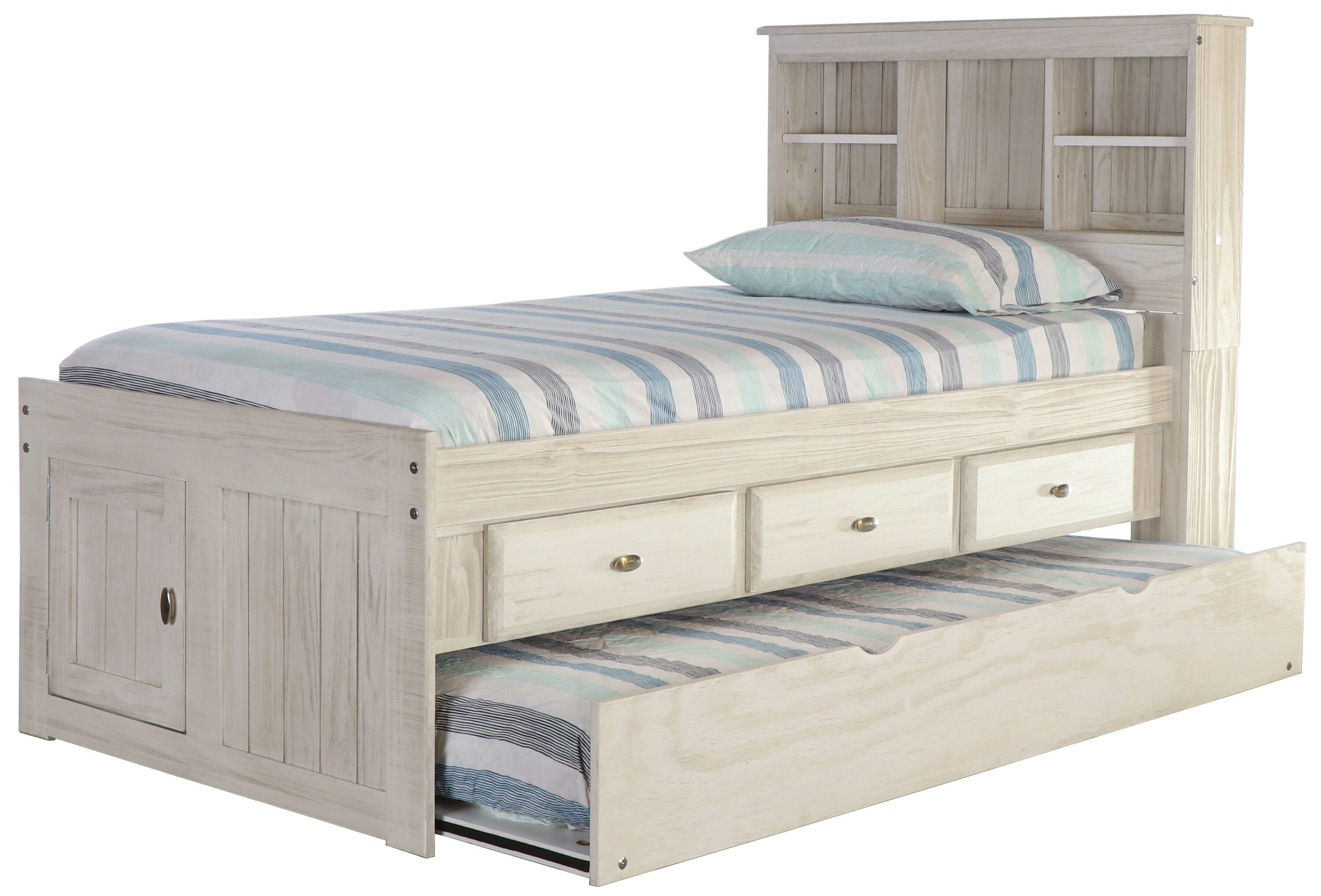 American Furniture Classics Twin Light Ash Wood Captain Bed with ...
