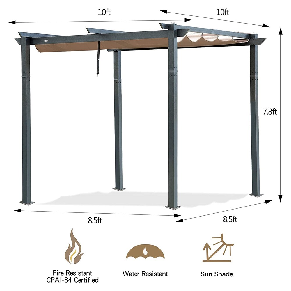 Thanaddo Outdoor Retractable Pergola with Weather-Resistant Canopy ...