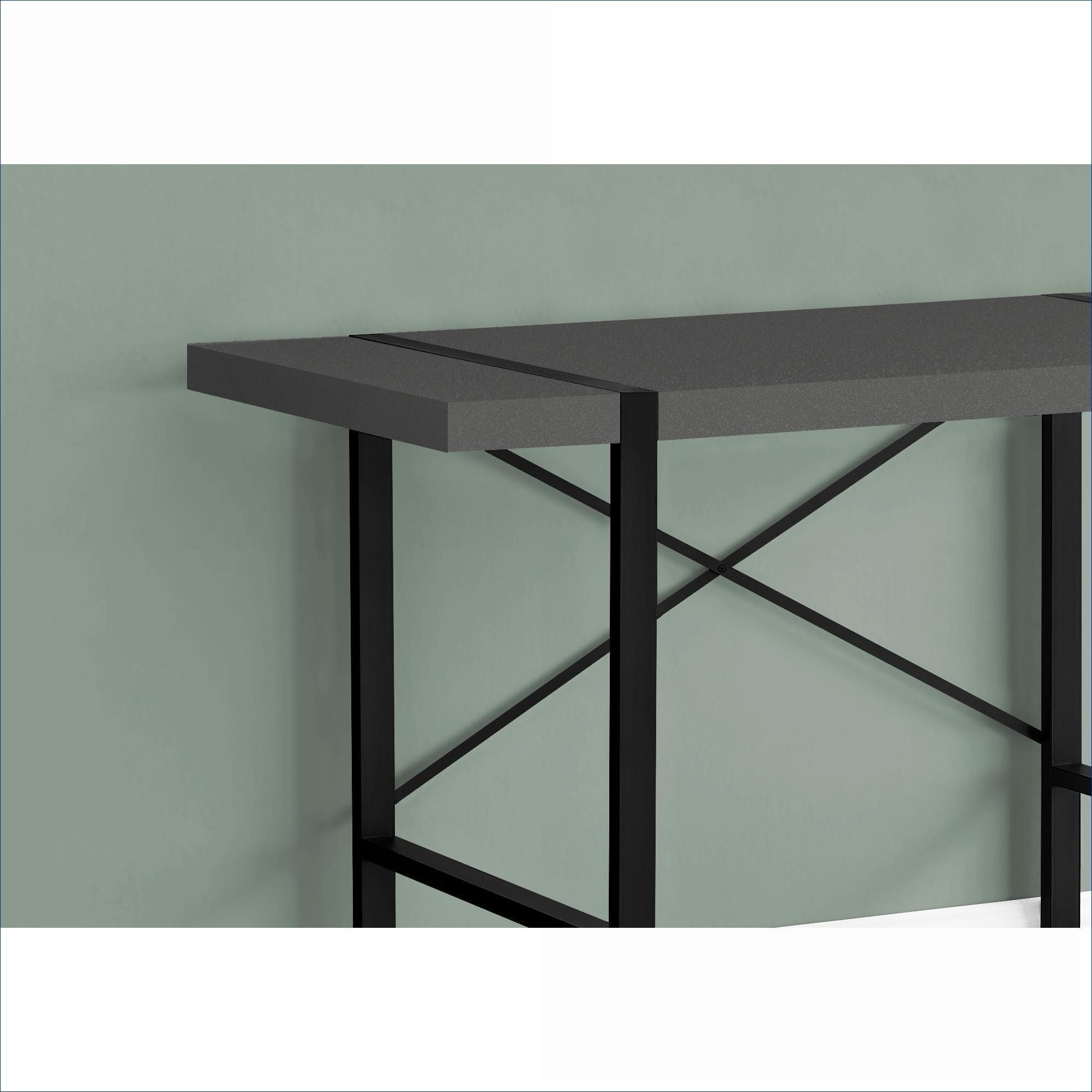 Watnature Home Office Soft Gray Particle Board and Black Metal Computer ...