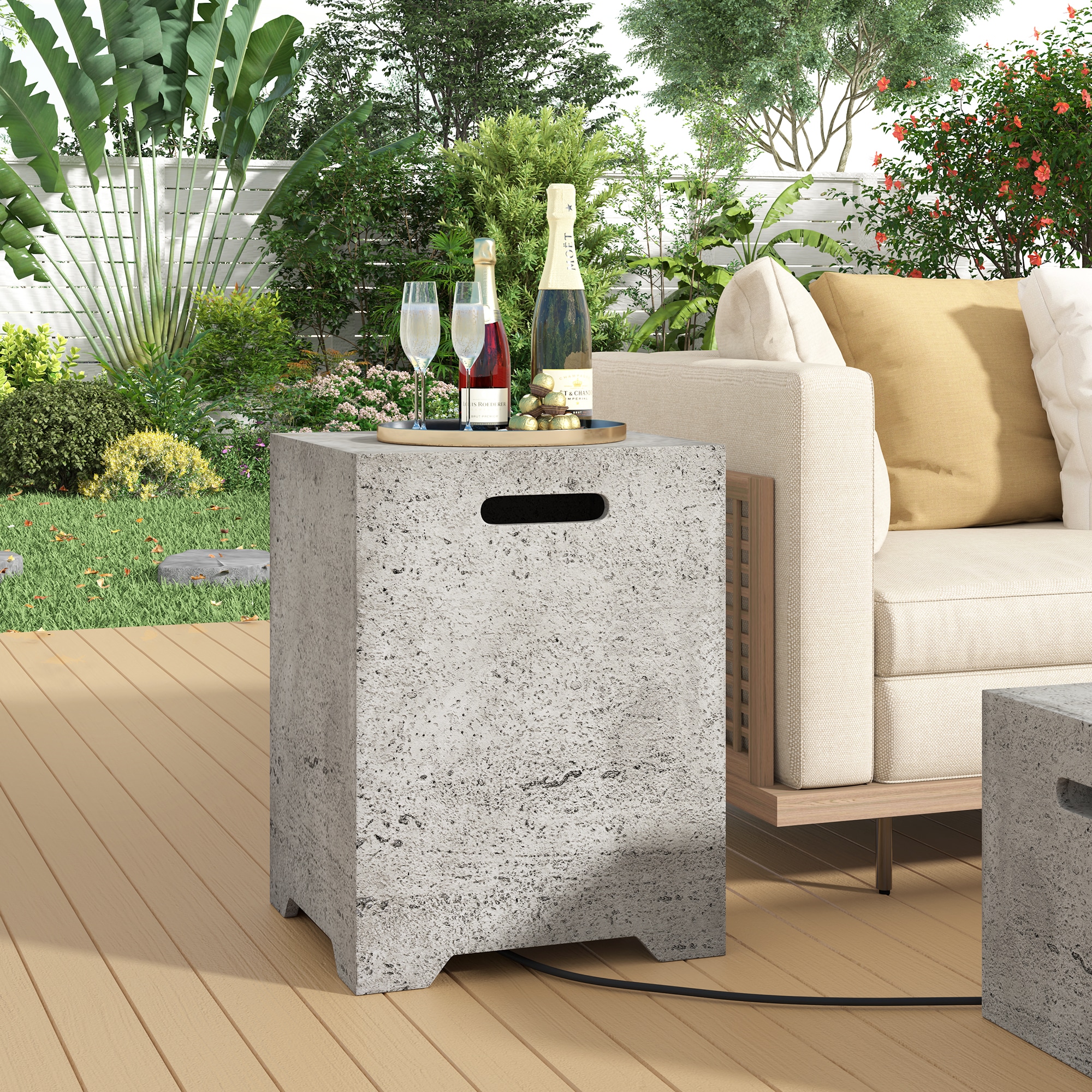 ModernLuxe Assembly Required 2in1 Outdoor Fire Pit Propane Tank Stand ...