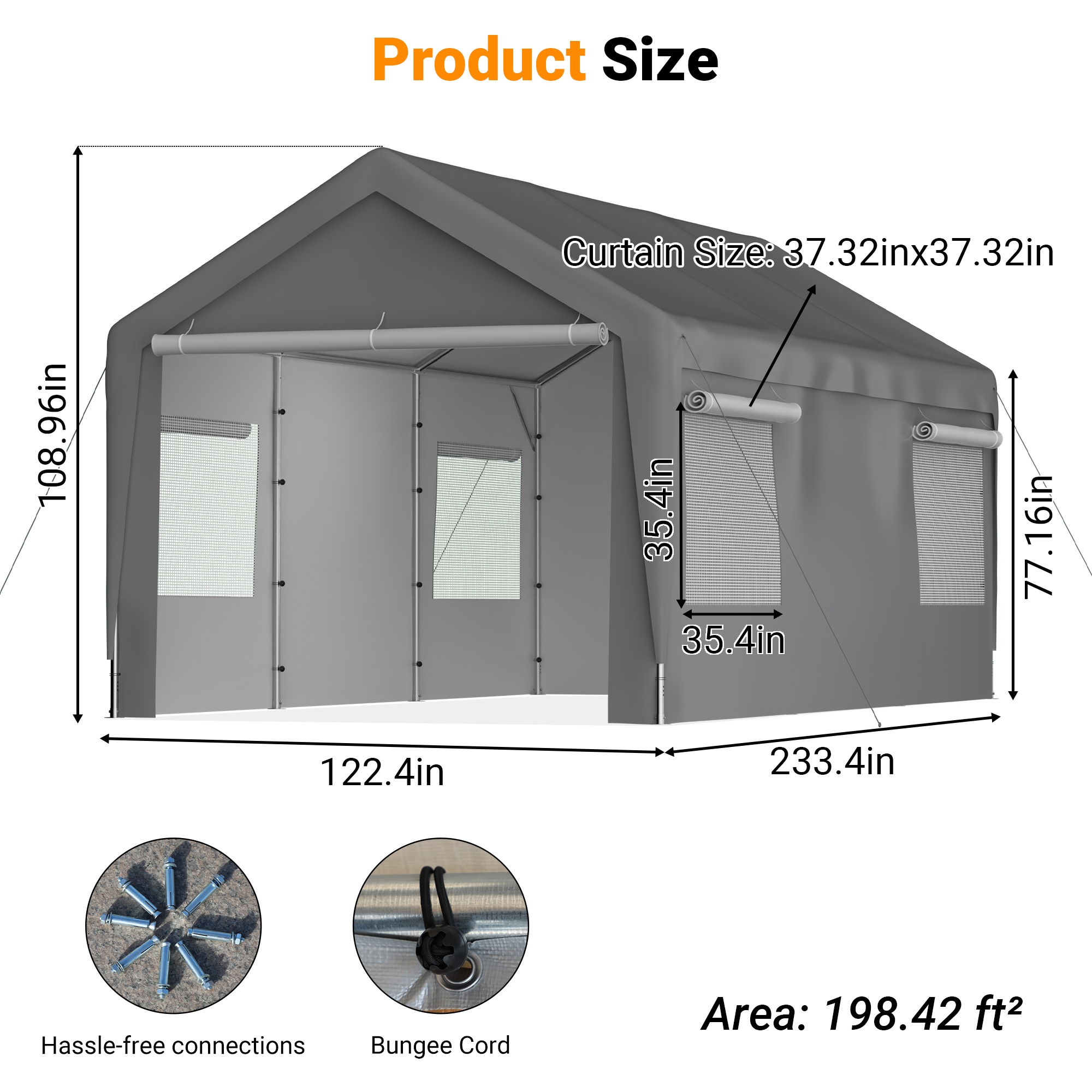 LUXEYARD Carport Canopy 10x20 FT Heavy Duty Boat Car Canopy Garage with ...