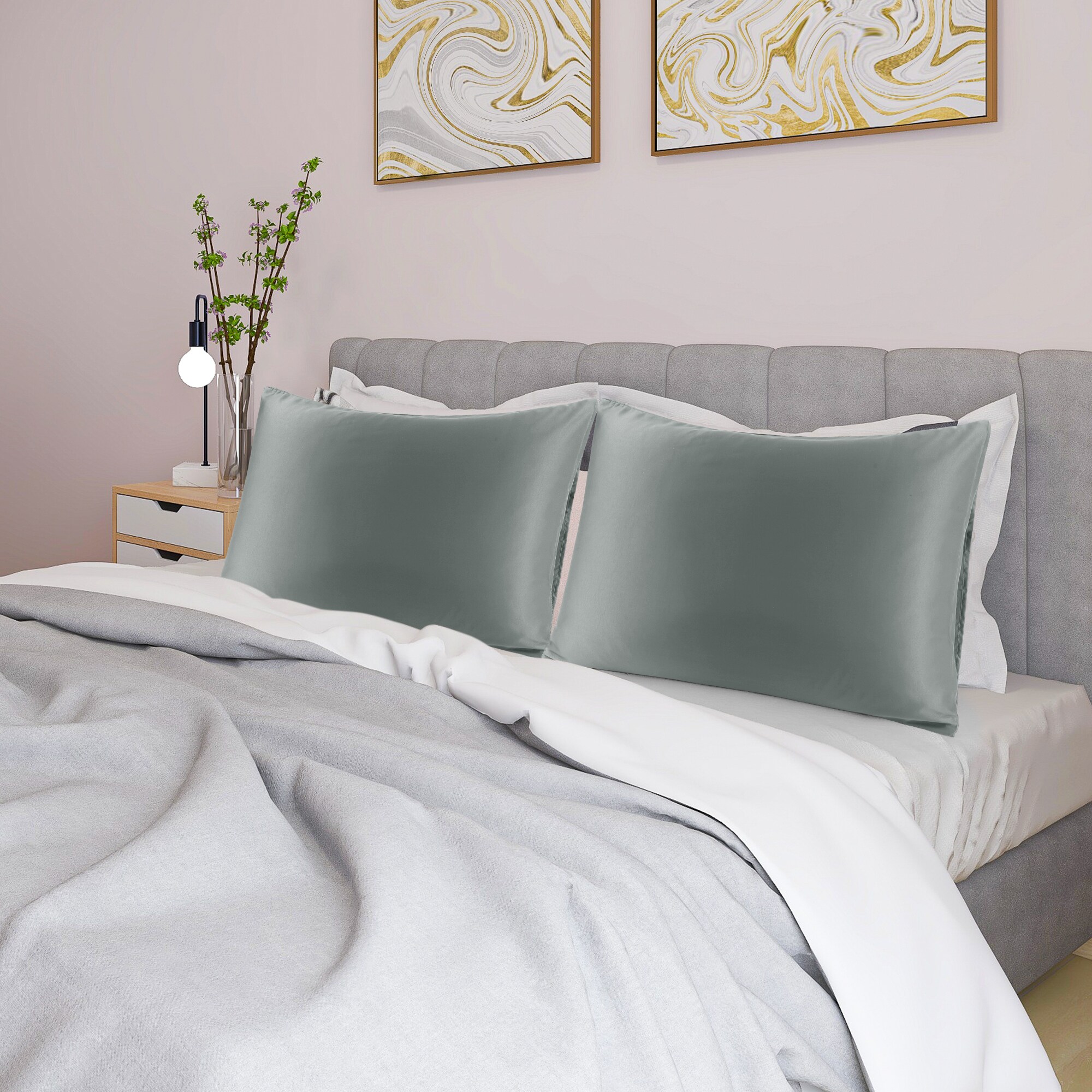 Unique Bargains 2pcs Silk Satin Pillowcase for Hair and Skin Cool Silky ...