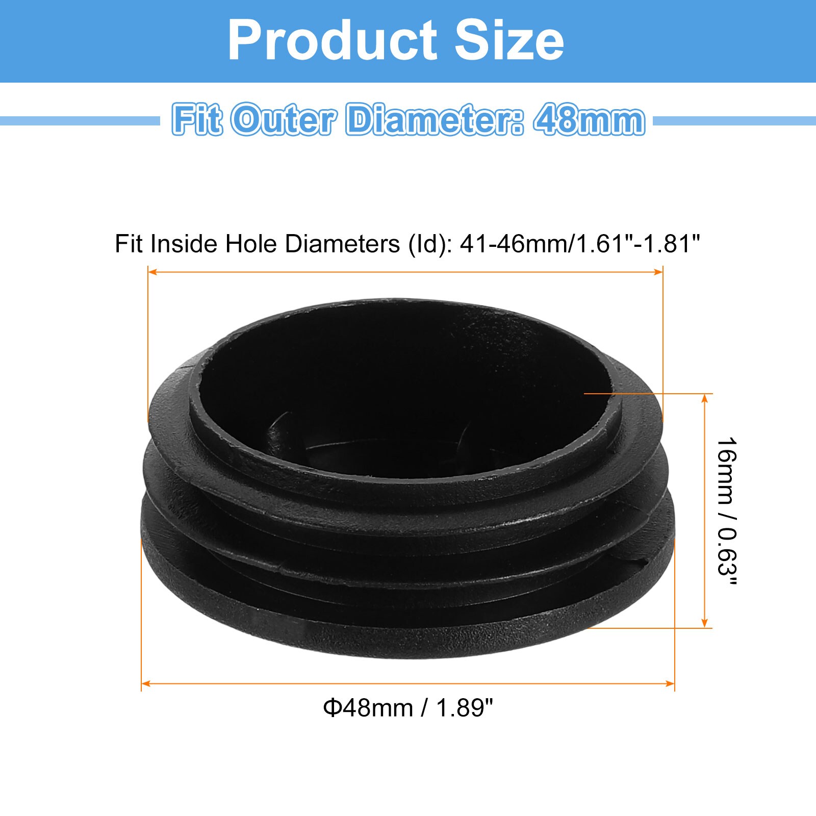 Unique Bargains 24pcs Round Plastic Plug Black Tubing End Cap Plugs ...