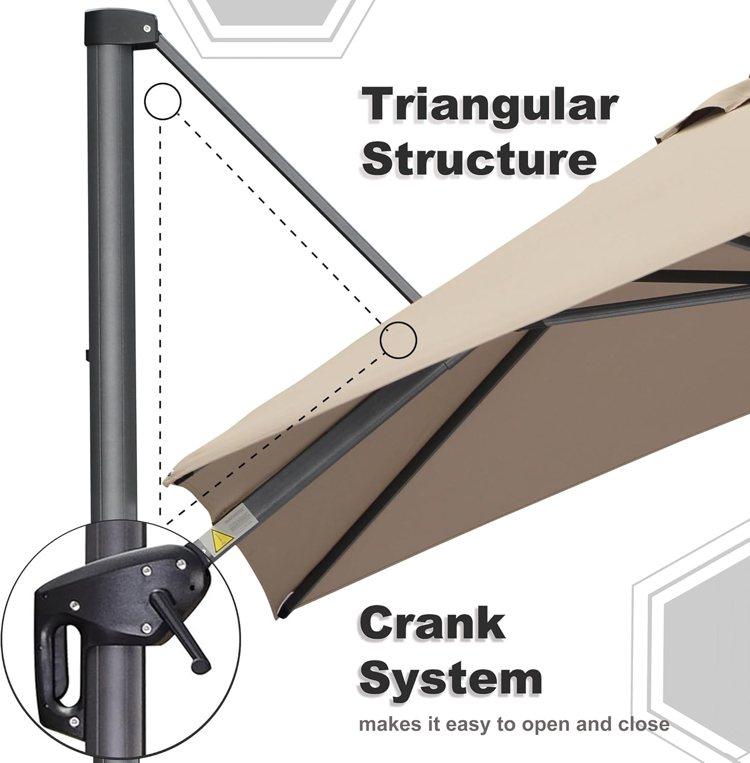PURPLE LEAF 10-ft Aluminum Tan Crank Cantilever Patio Umbrella with ...