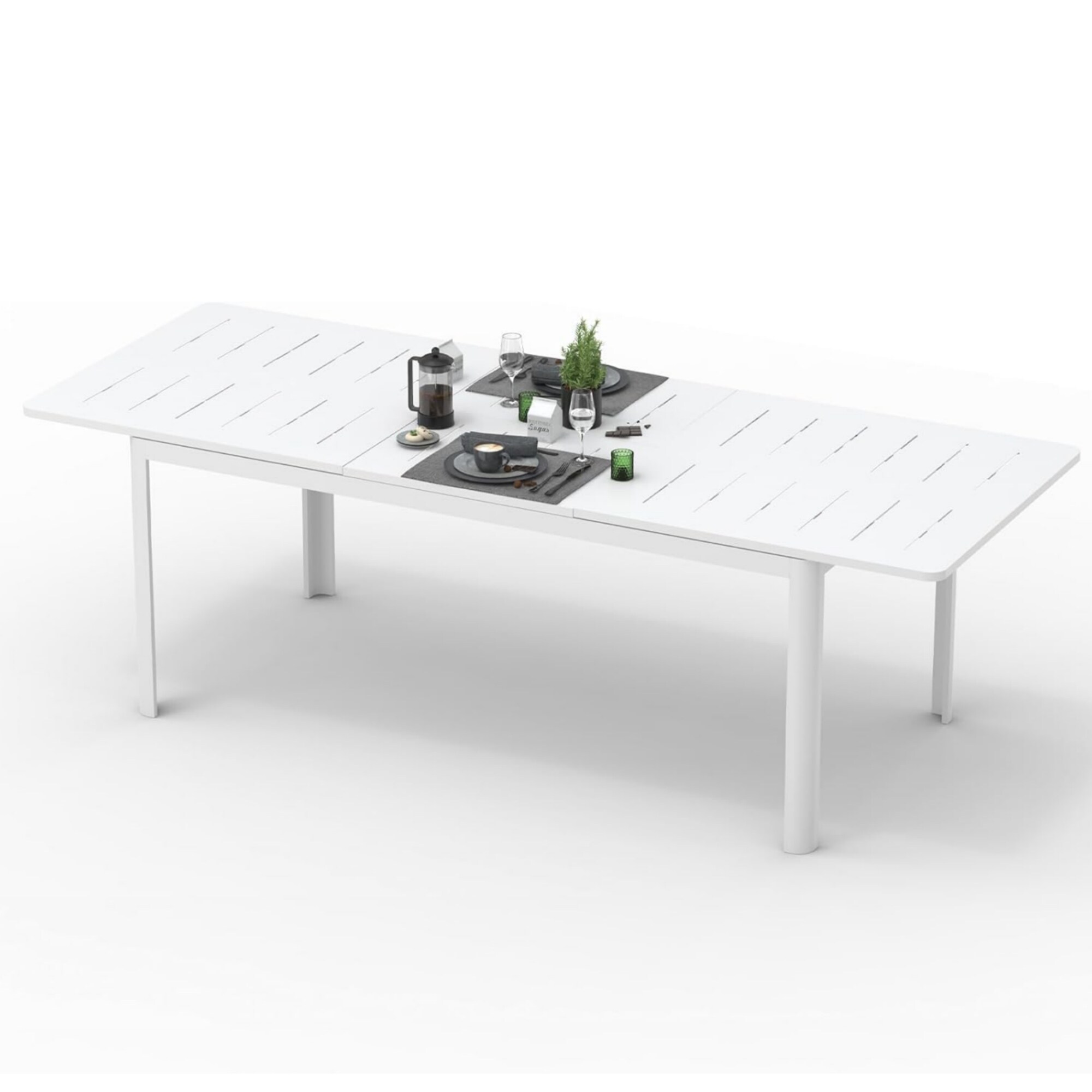 Clihome Heavy Duty Rectangle Extendable Outdoor Dining Table 35.43-in W ...