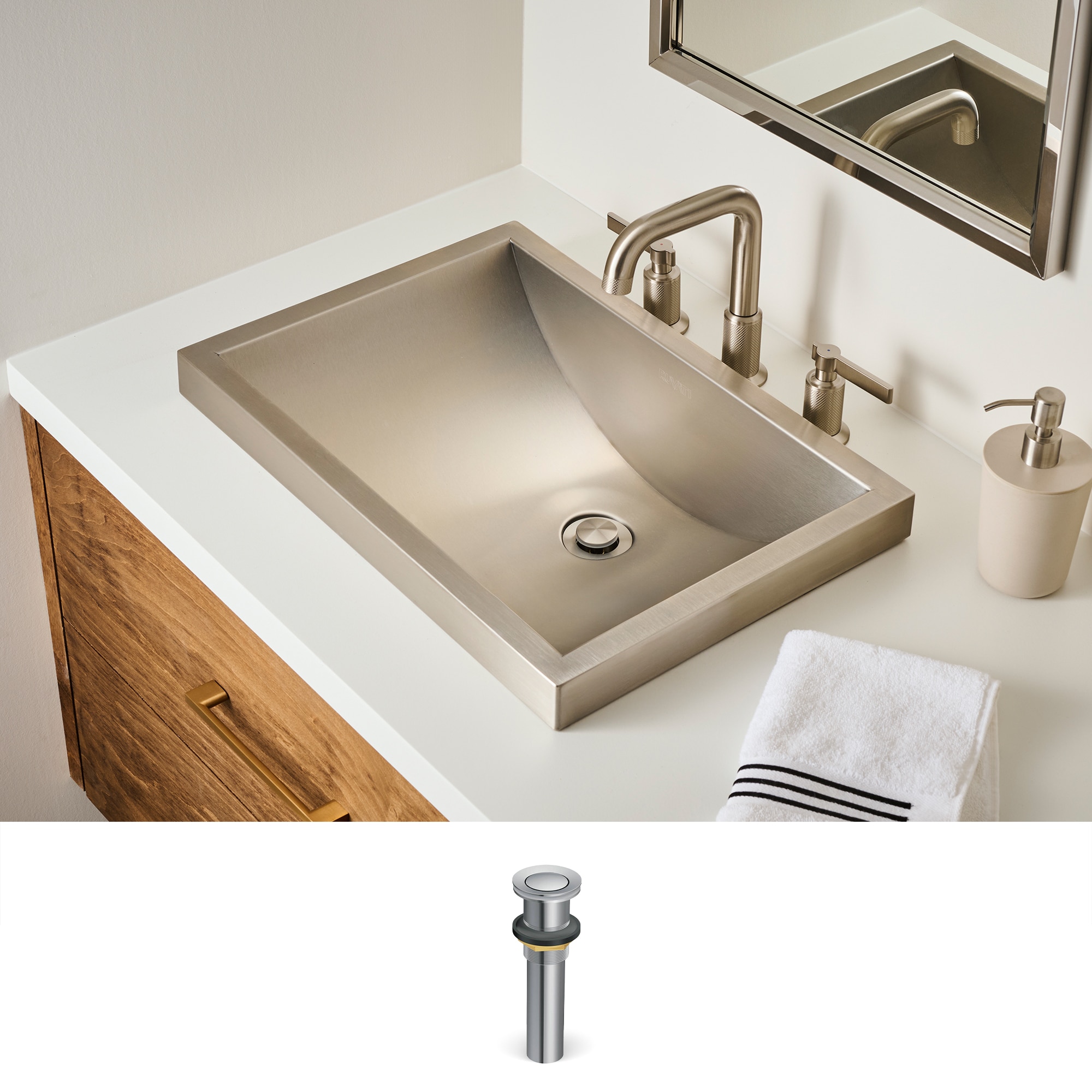 Ruvati Ariaso Stainless Steel Drop-In Rectangular Modern Stainless ...
