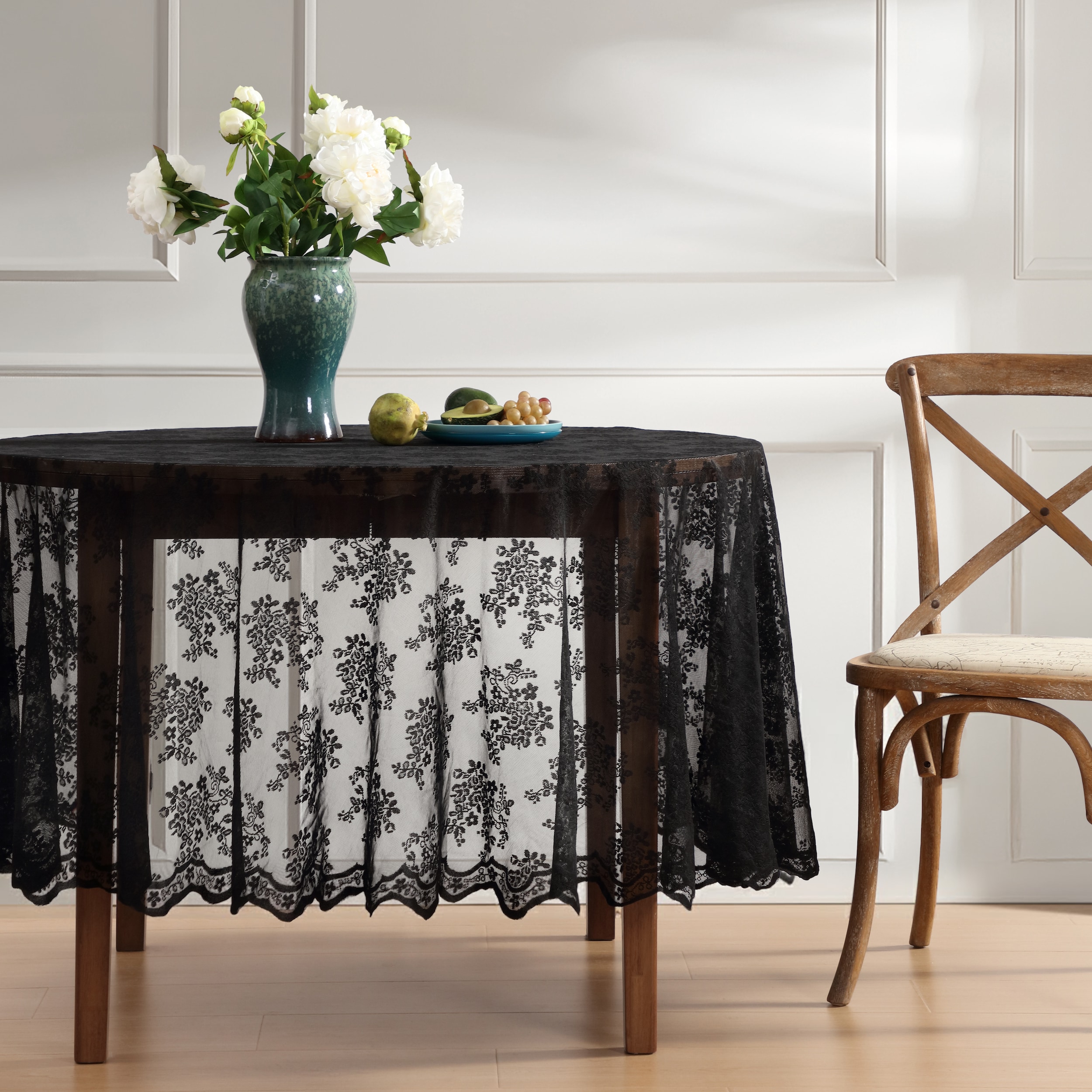HLC.me Jolene Floral Lace Fabric Tablecloth for Round Tables - Table ...