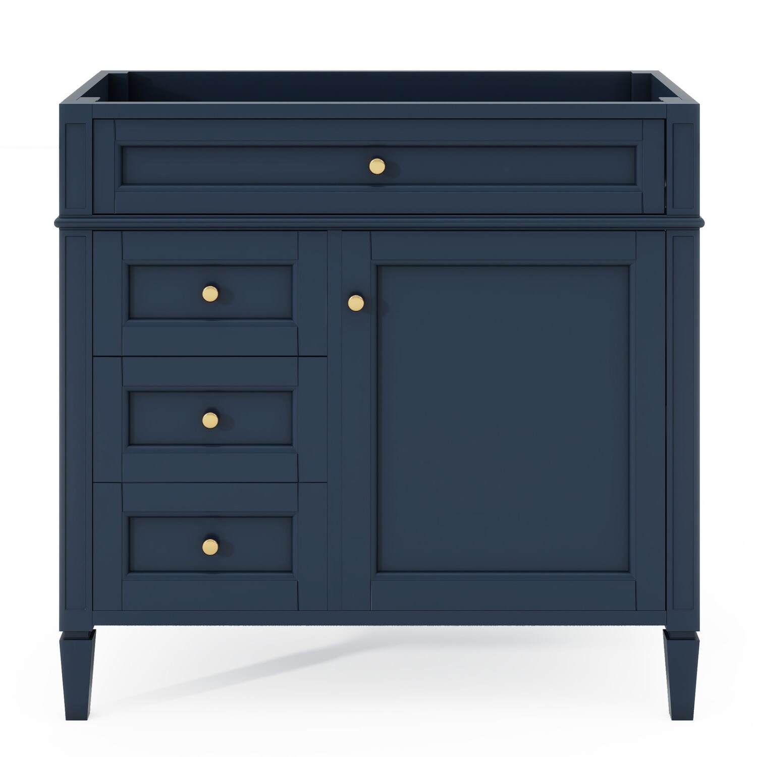 Watnature Storage Bathroom Vanity Cabinet Blue-Toned Solid Wood Frame ...
